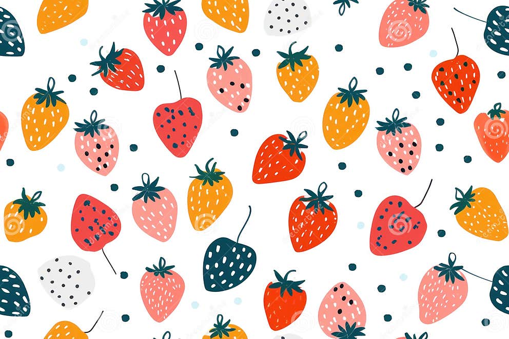 Pastel Berry Pattern on Transparent Background Stock Illustration ...