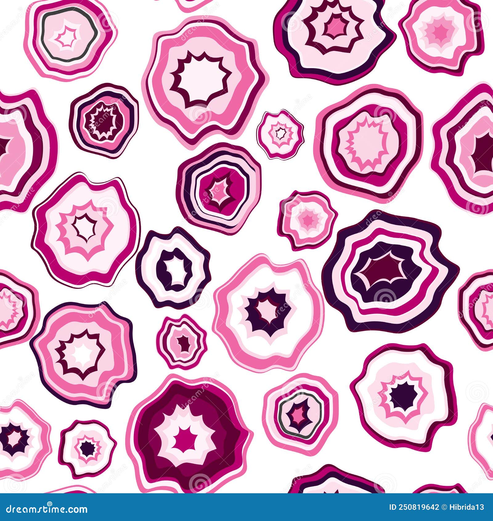 Seamless Pattern with Stylized Pink Agate Stones Collection Stock ...