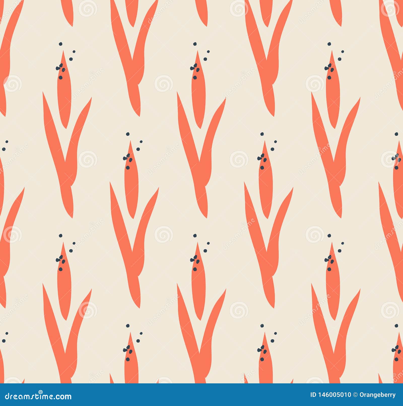 Seamless Pattern with Stylized Reed Plants Stock Vector - Illustration ...