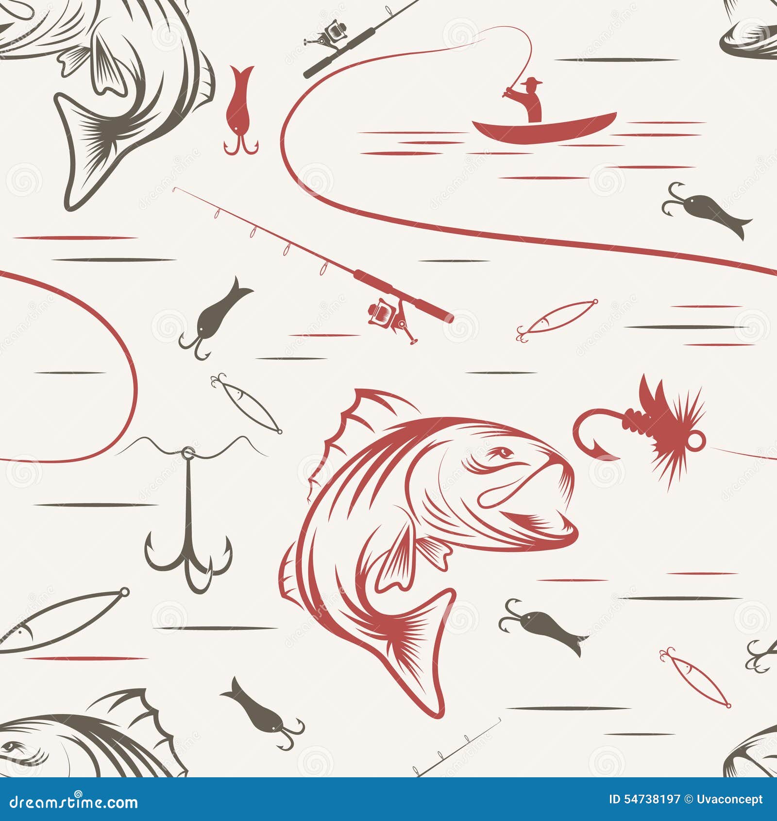 Seamless Pattern on the Subject of Fishing Stock Vector - Illustration ...