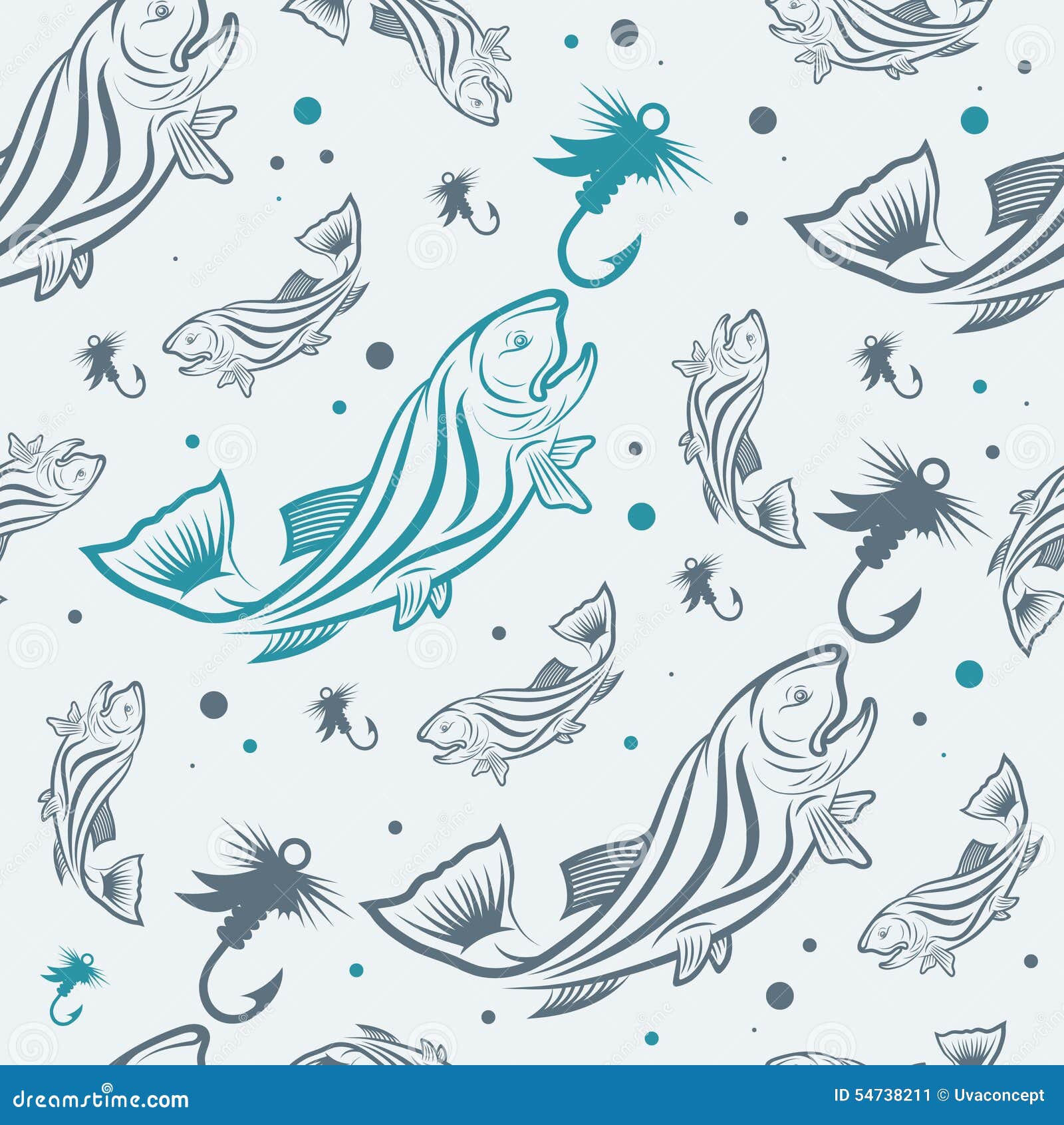 Seamless Pattern on the Subject of Fishing Stock Vector - Illustration ...