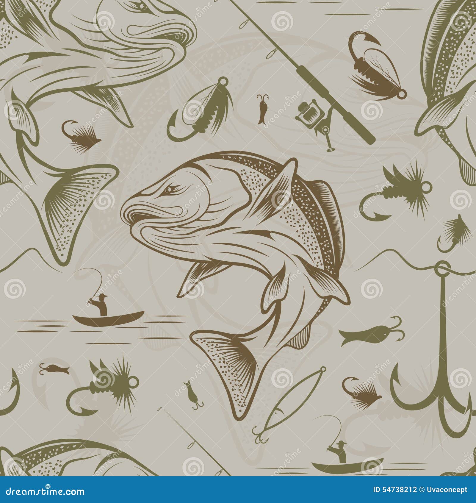 Seamless Pattern on the Subject of Fishing Stock Vector - Illustration ...