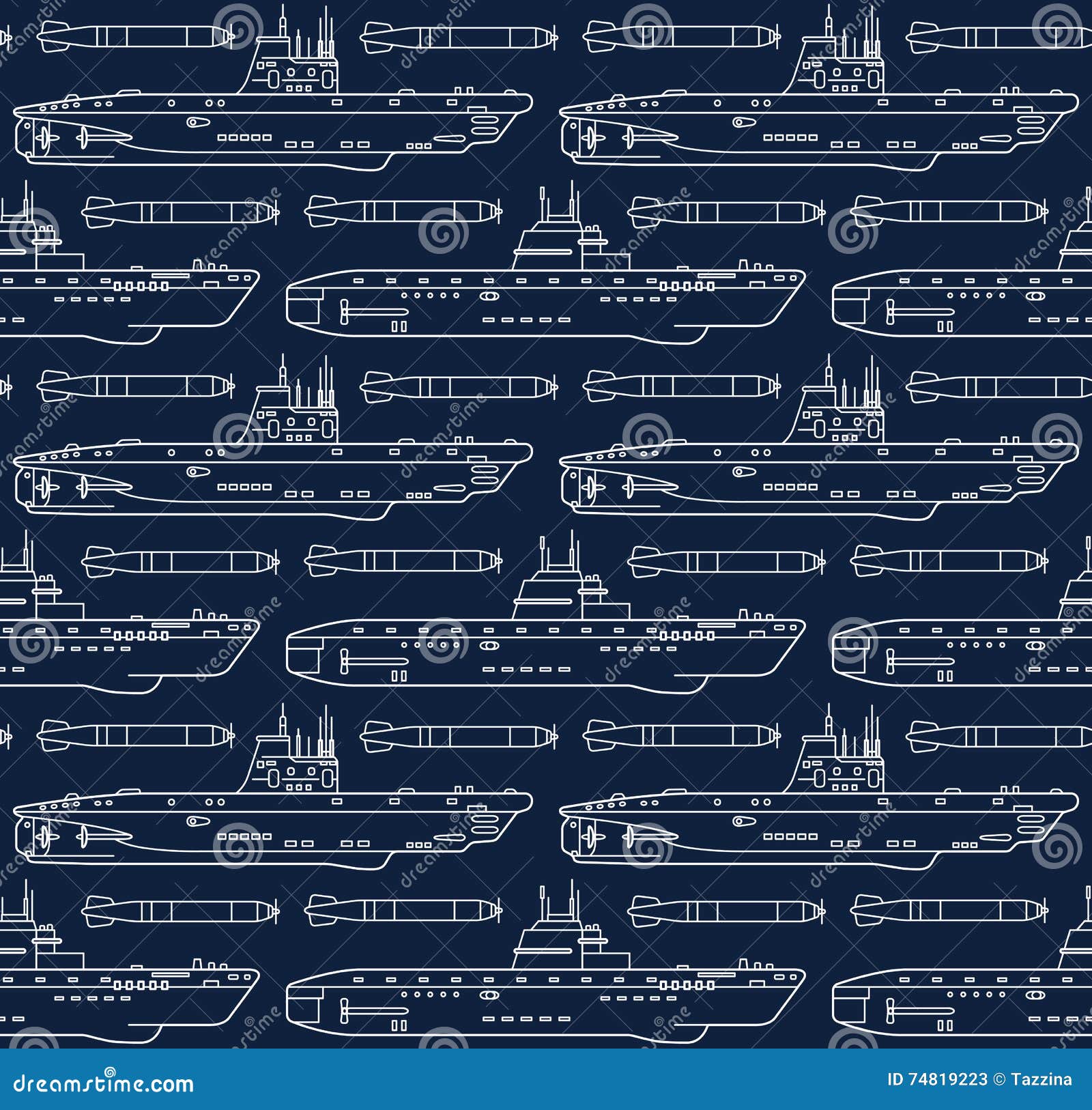 Seamless Pattern with Submarines and Torpedoes Stock Vector ...