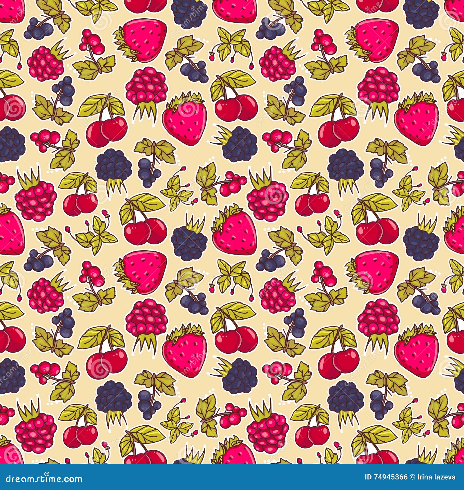 Seamless Pattern with Summer Berries Stock Vector - Illustration of ...