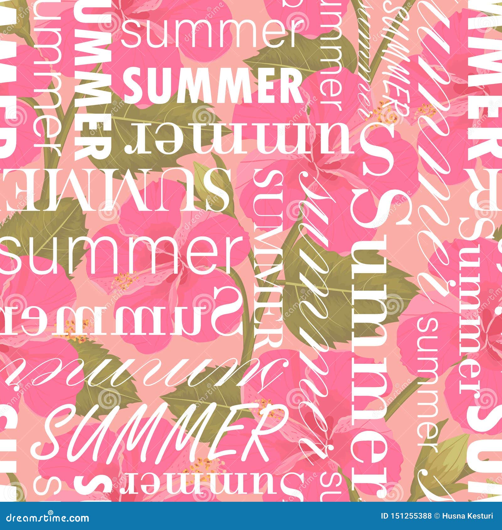 Seamless Pattern with Summer Text, Colorful Stock Illustration ...