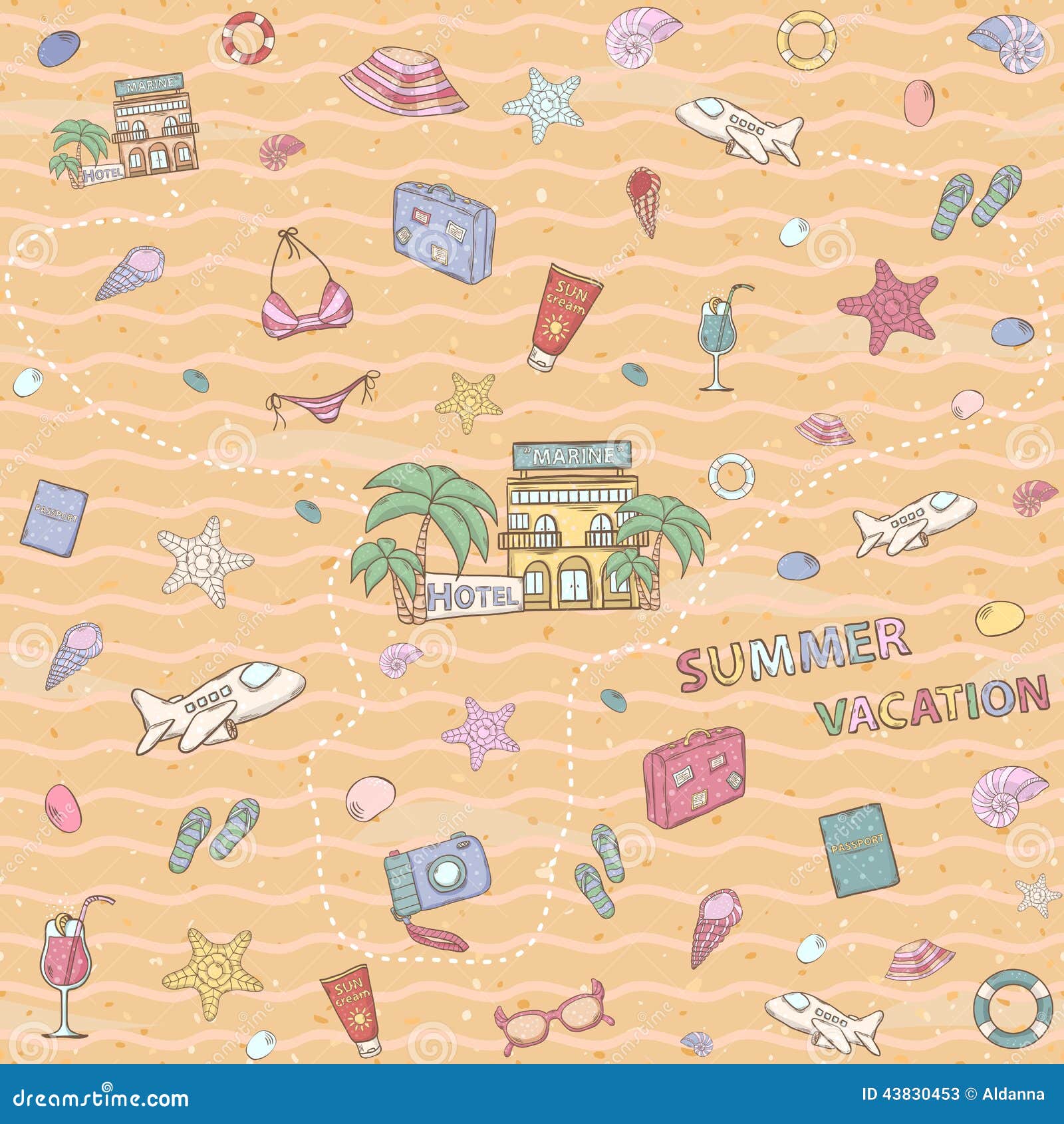 Seamless Pattern Summer Vacation. Stock Vector - Illustration of ...