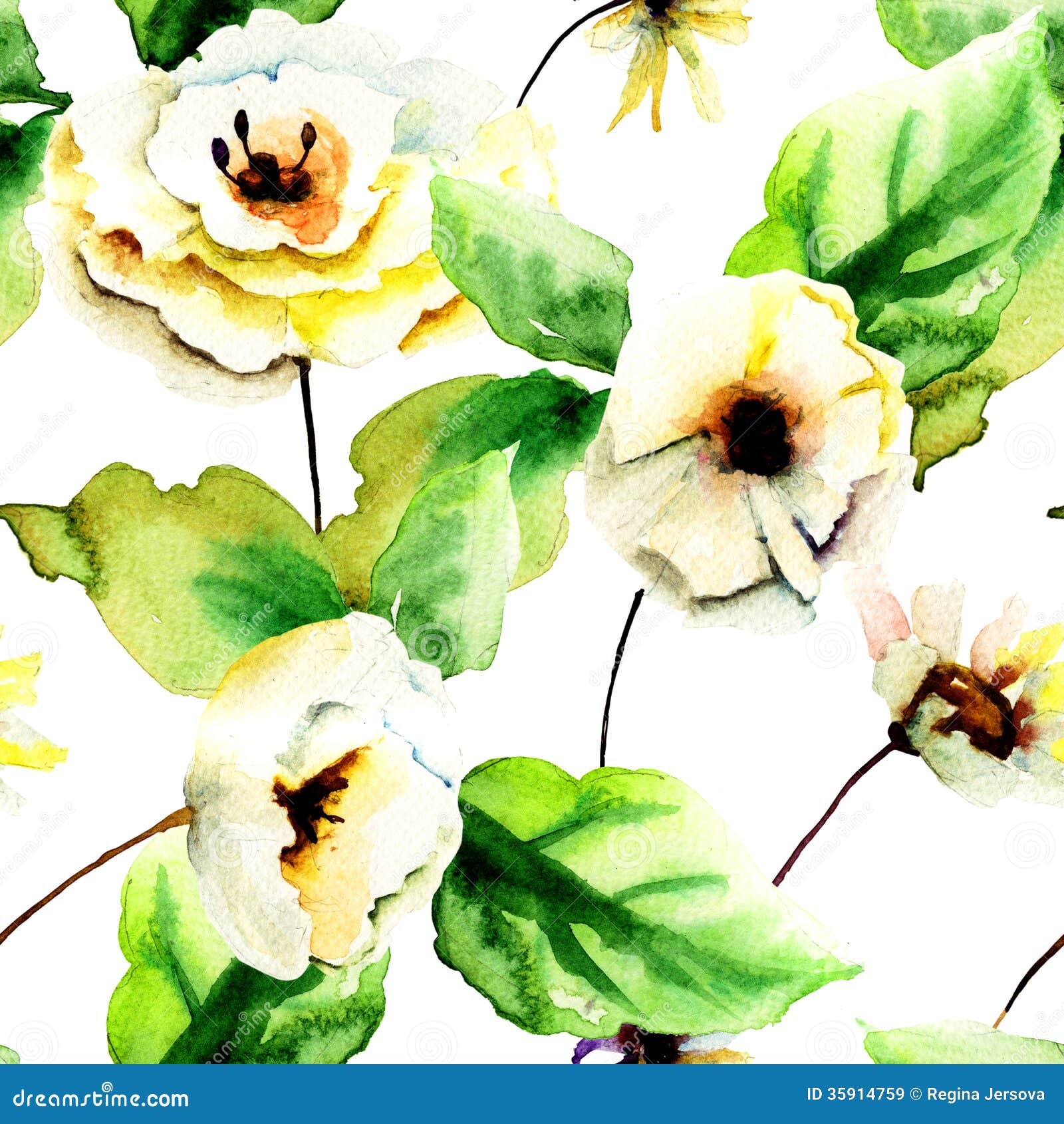 Seamless Pattern with Summer Yellow Flowers Stock Illustration ...