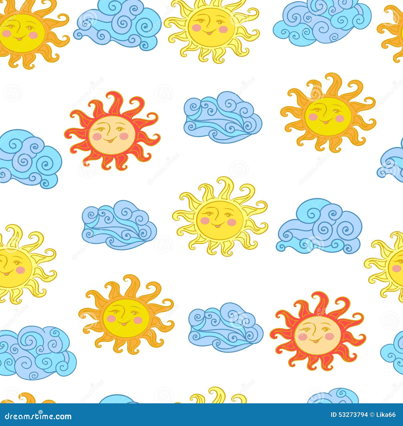 Seamless pattern with sun. stock vector. Illustration of element - 53273794