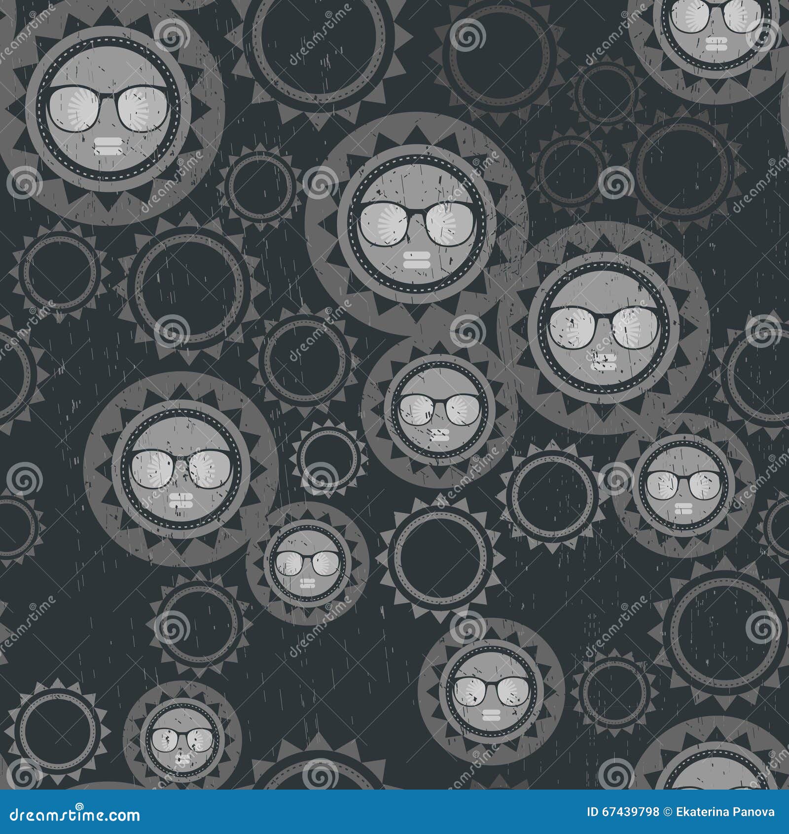 Seamless Pattern with Sun Faces. Stock Vector - Illustration of decor ...