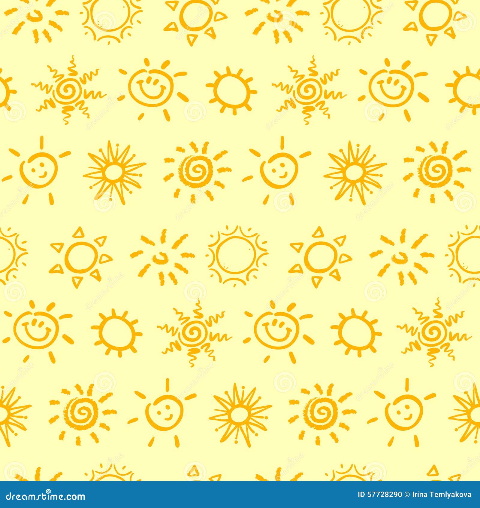 Seamless Pattern with Sun. Vector Illustration. Stock Vector ...