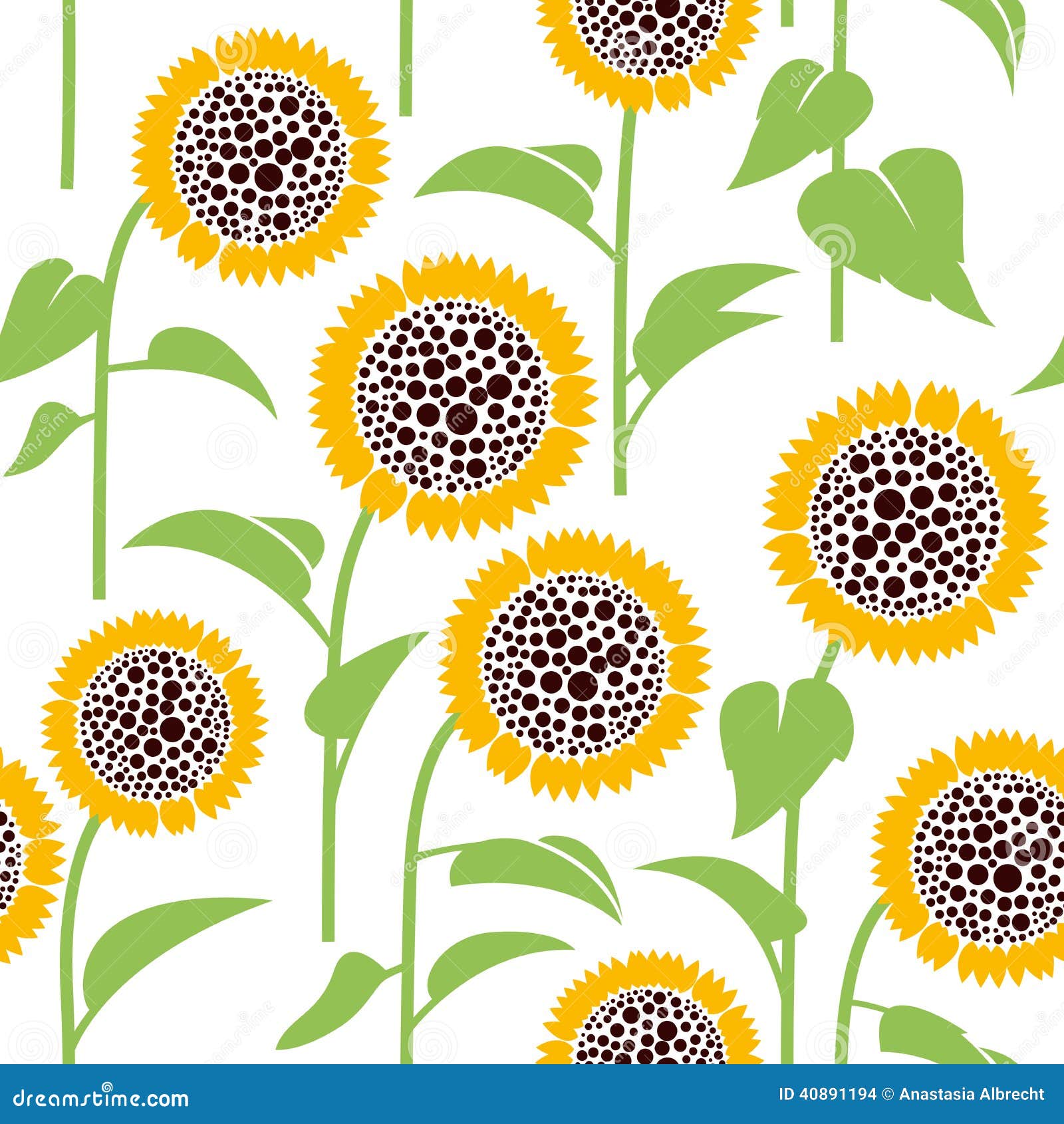 Seamless Pattern, Sunflower Stock Vector - Illustration of sunflowers ...