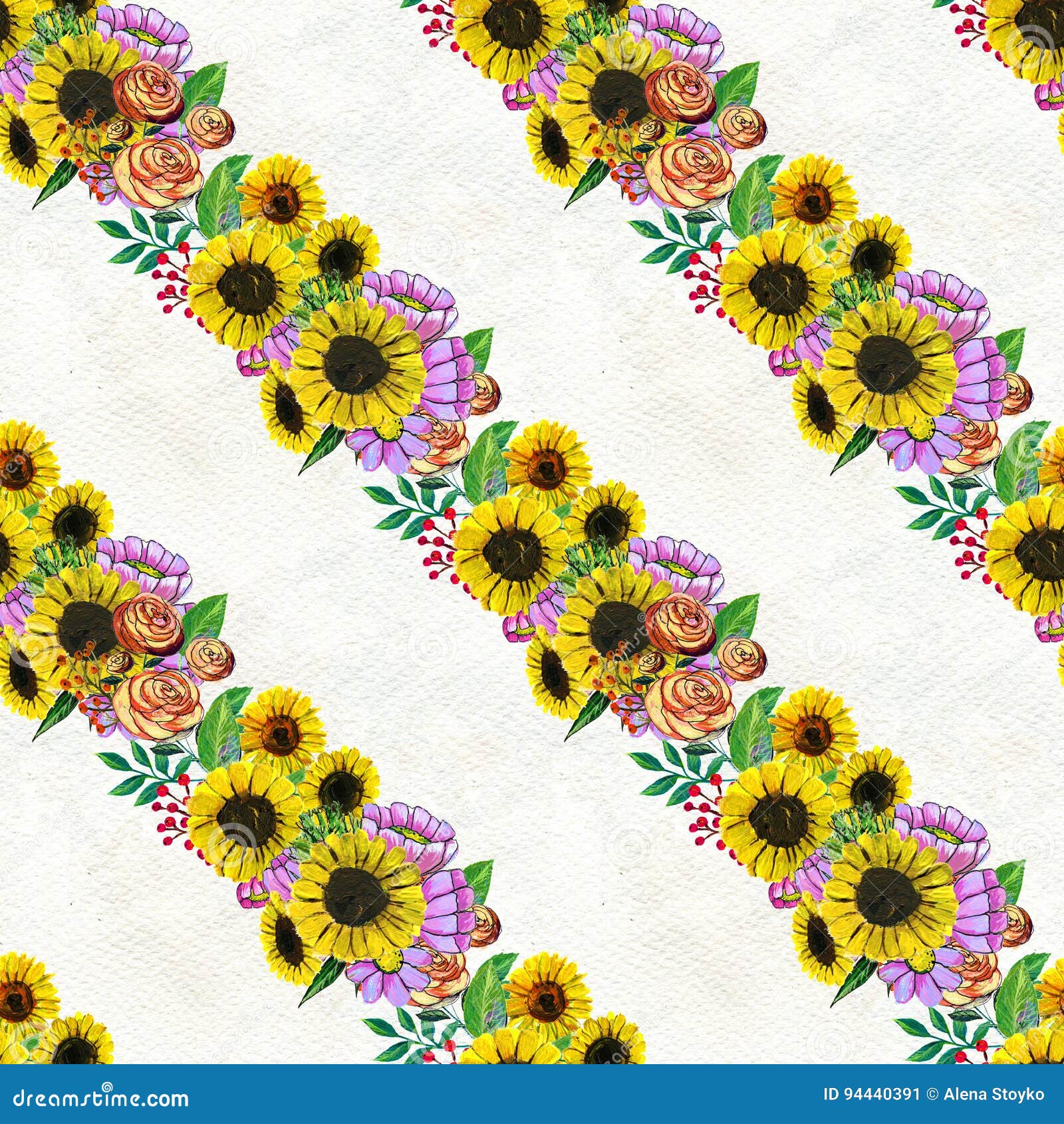 Seamless Pattern with Sunflowers Stock Illustration - Illustration of ...