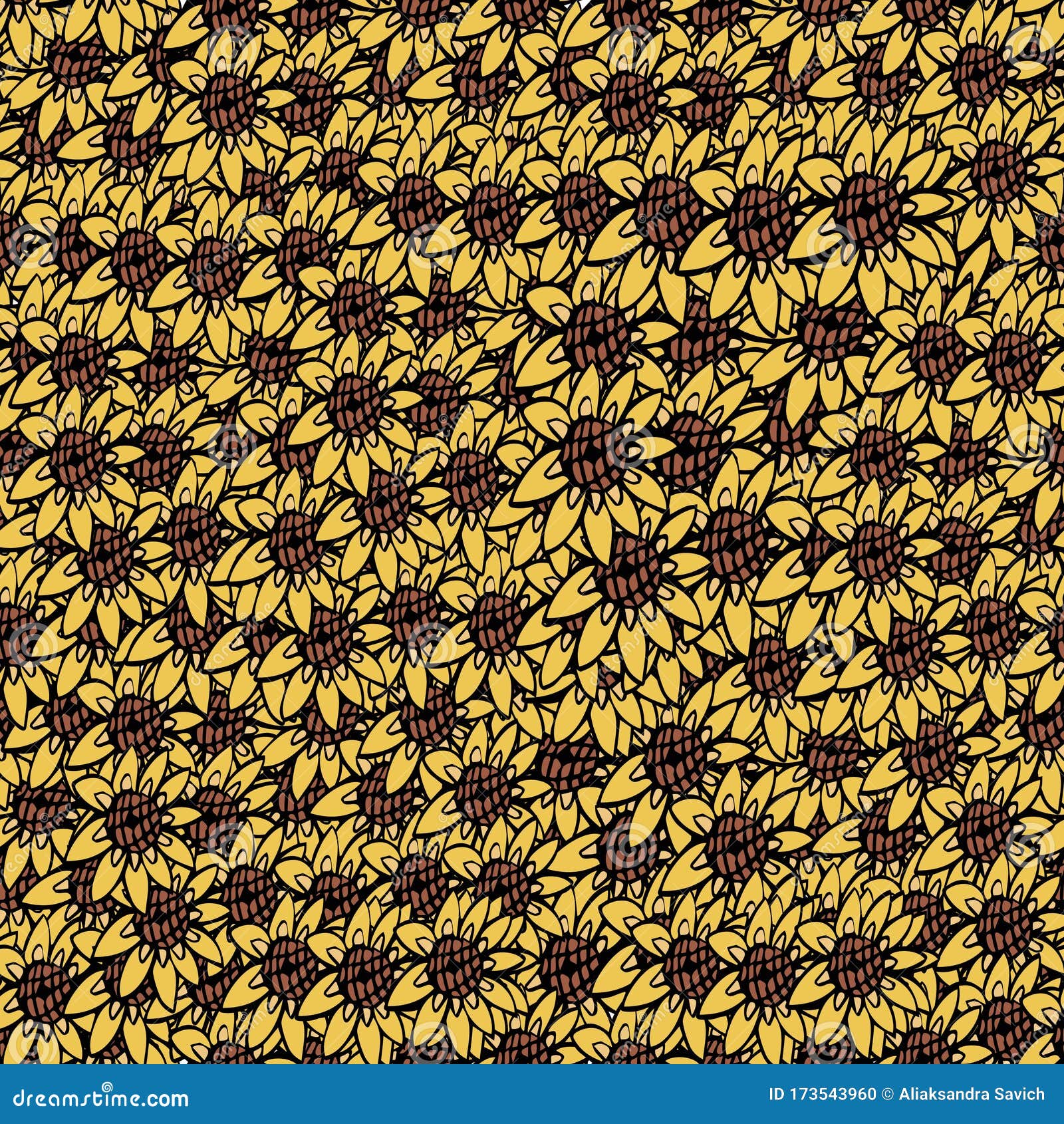 Seamless Pattern with Sunflowers, Illustration for Print Stock Vector ...