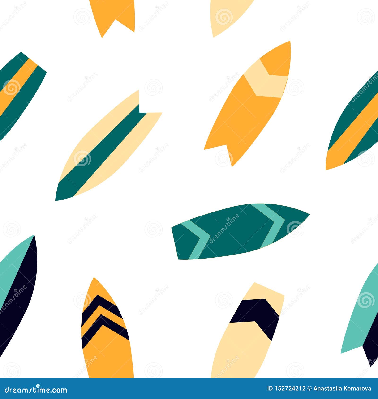 Seamless Pattern with Surfboard Decorated Graphic Elements. Stock ...
