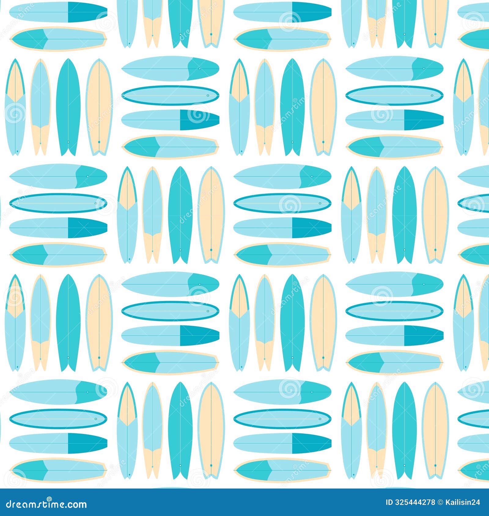 Seamless Pattern of Surfboards in Blue on a White Background. Stock ...