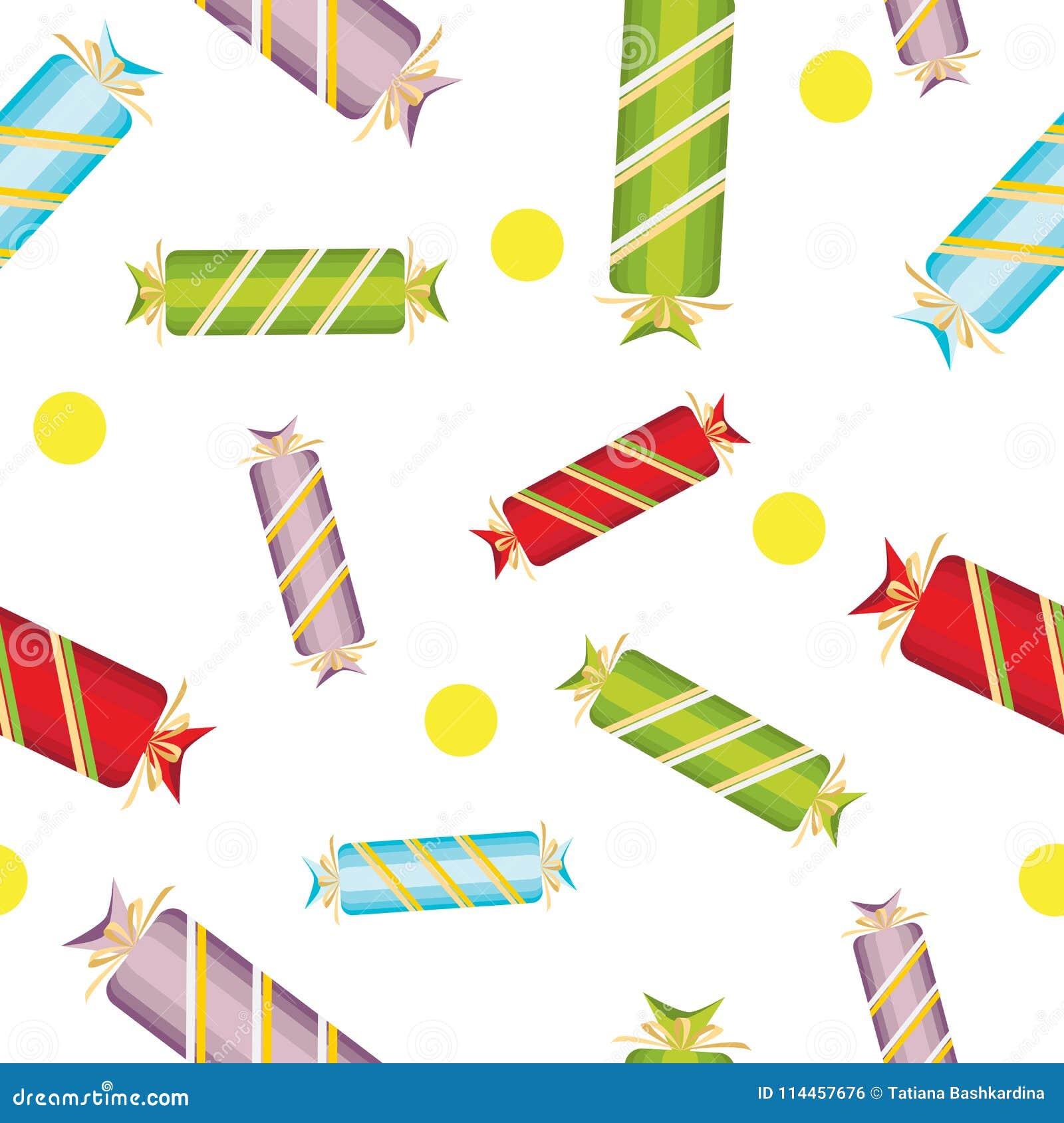 Seamless Pattern of Sweet, Bright,multi-colored Candy with Bows Stock ...