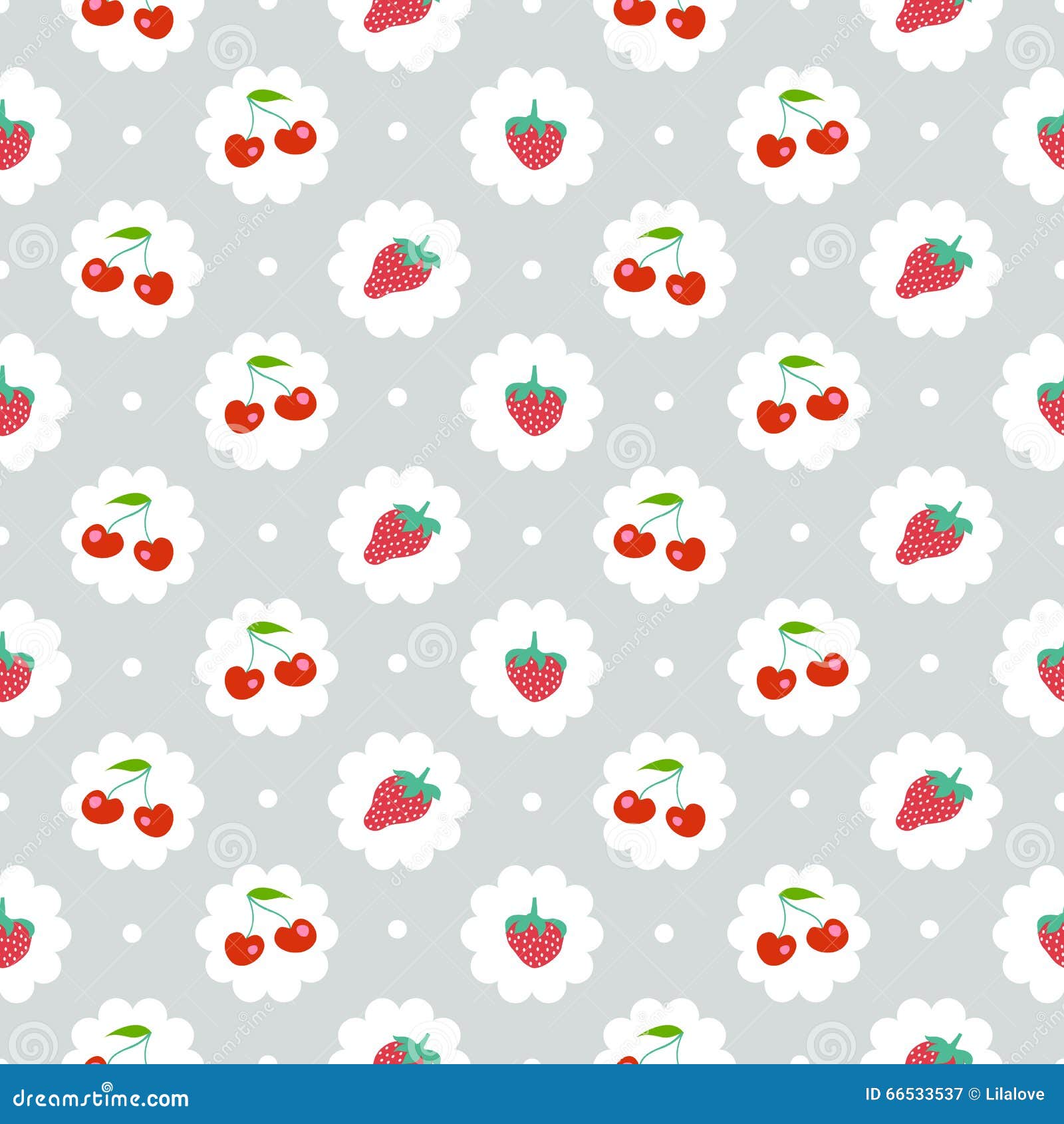 Seamless Pattern with Sweet Cherry and Strawberries. Stock Vector ...