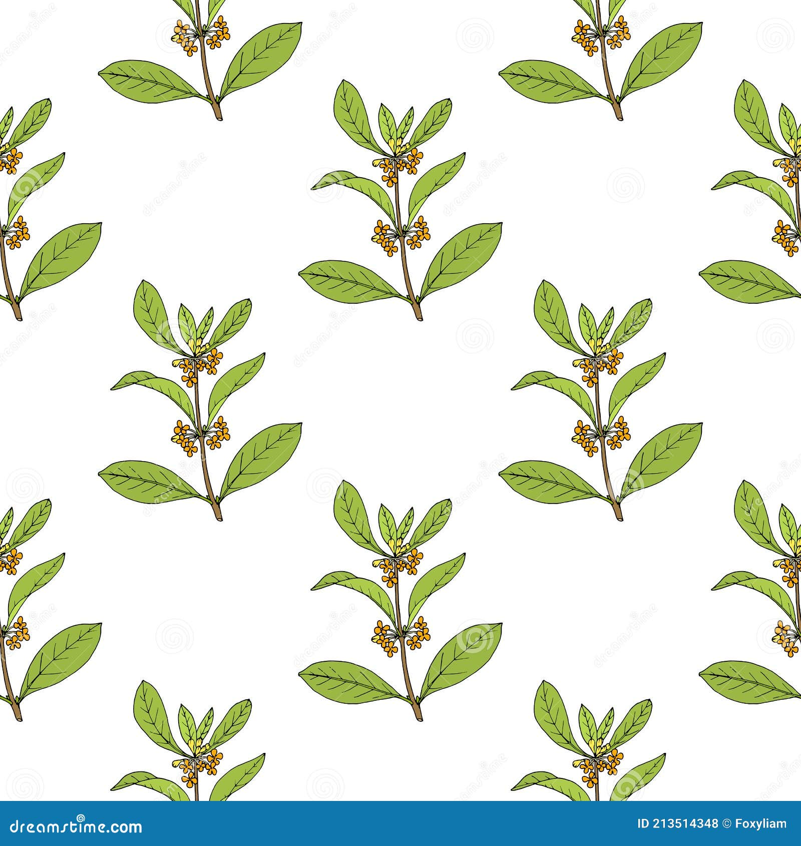 Seamless Pattern with Sweet Osmanthus, Stock Vector - Illustration of ...