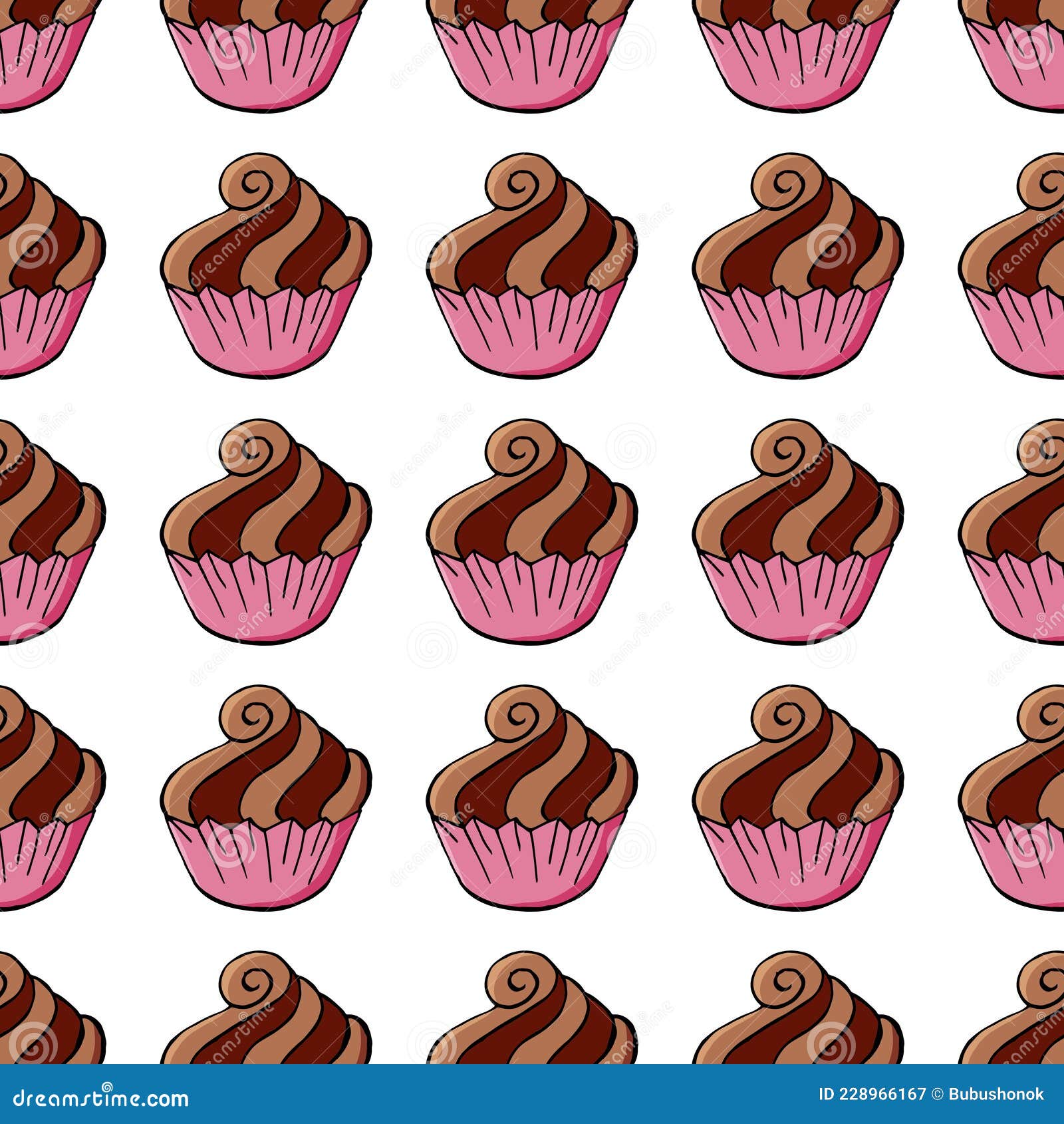 Seamless Pattern With Sweet Pastries. Vector Illustration. Cute Muffins ...