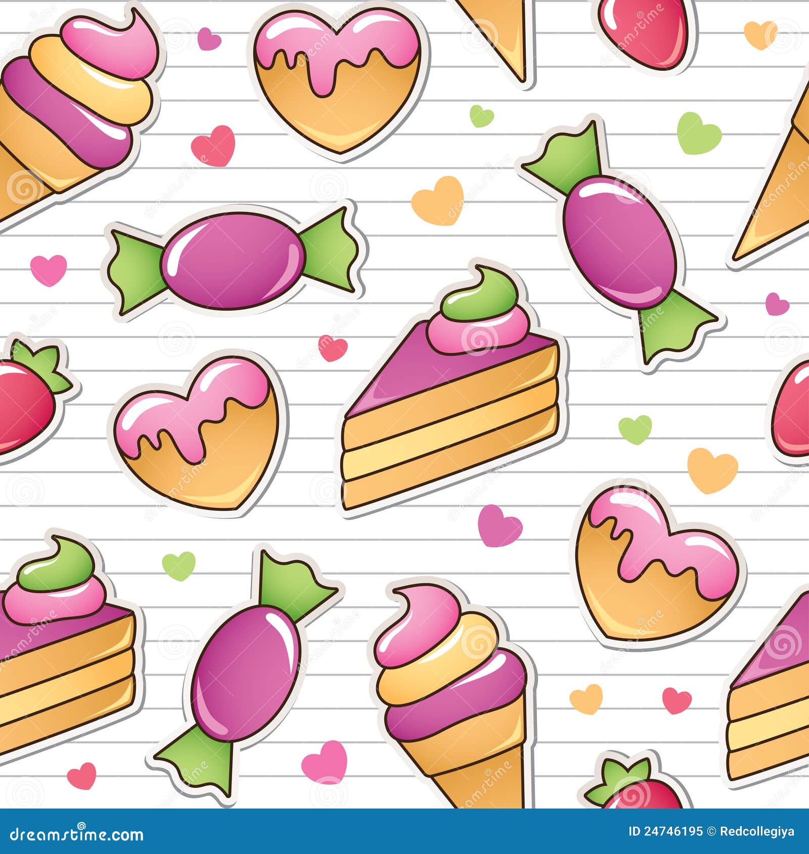 Seamless Pattern With Sweets Stock Vector - Illustration of background ...