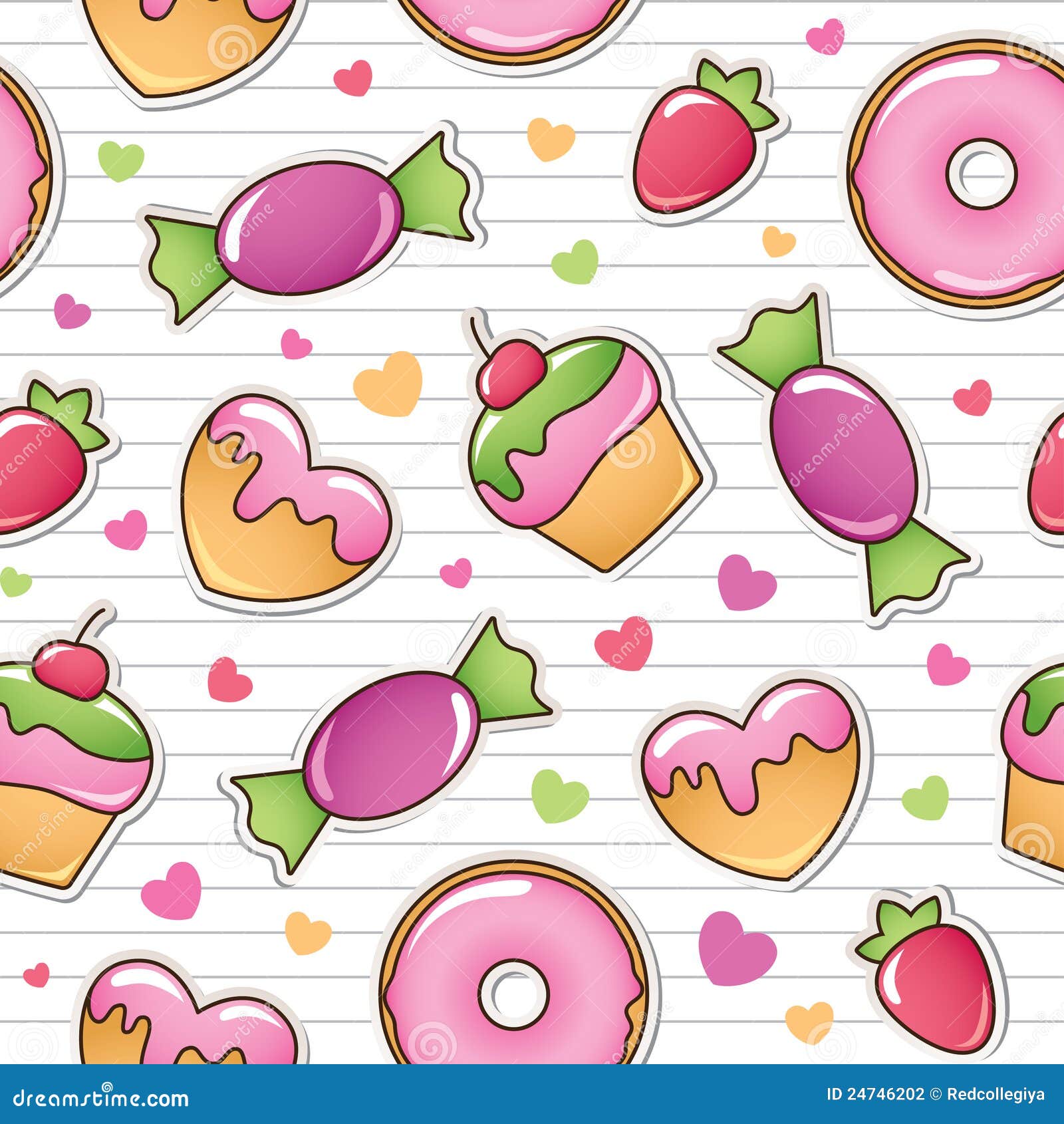 Seamless Pattern with Sweets Stock Vector - Illustration of creamy ...