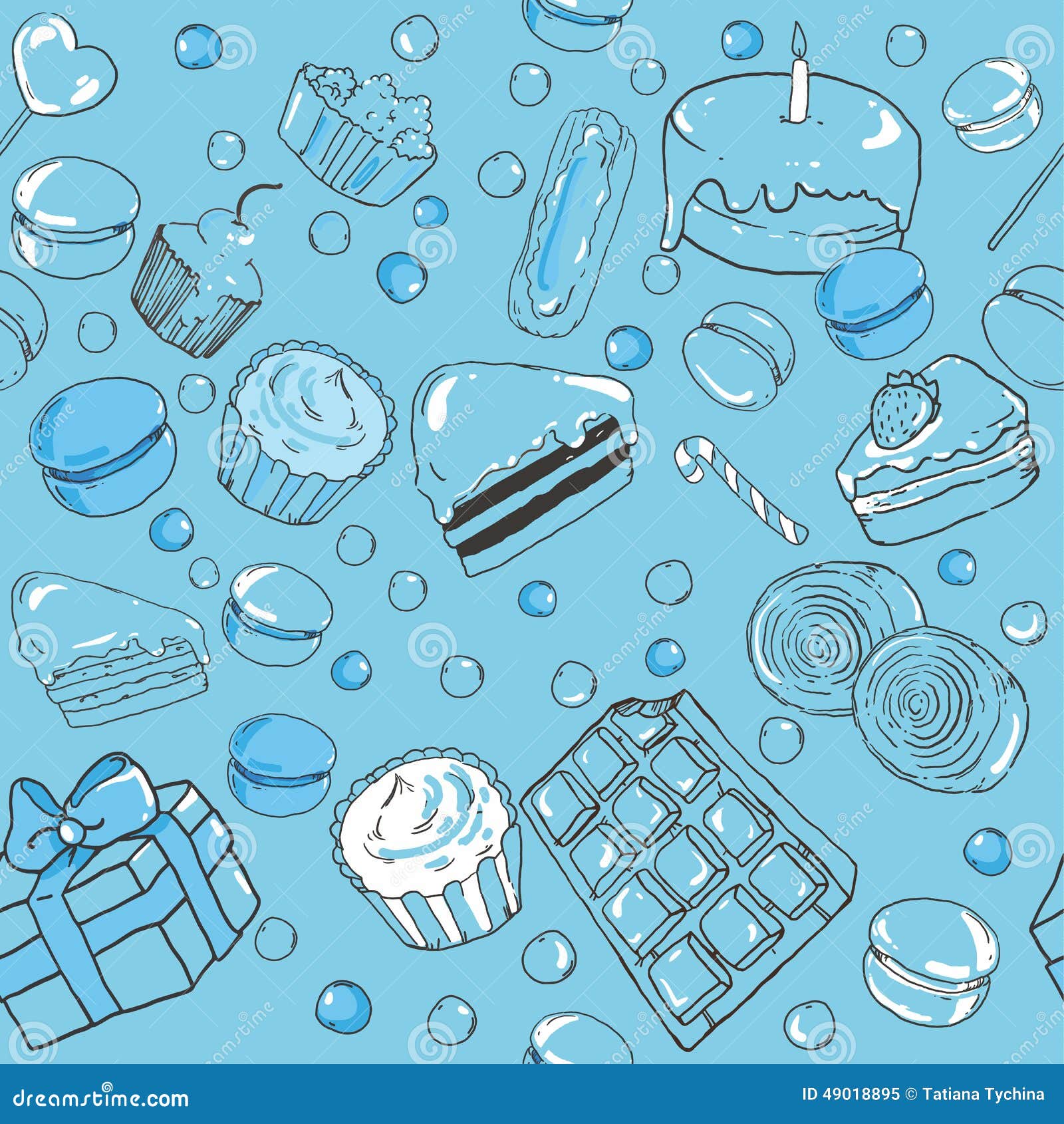 Seamless pattern of sweets stock vector. Illustration of cone - 49018895