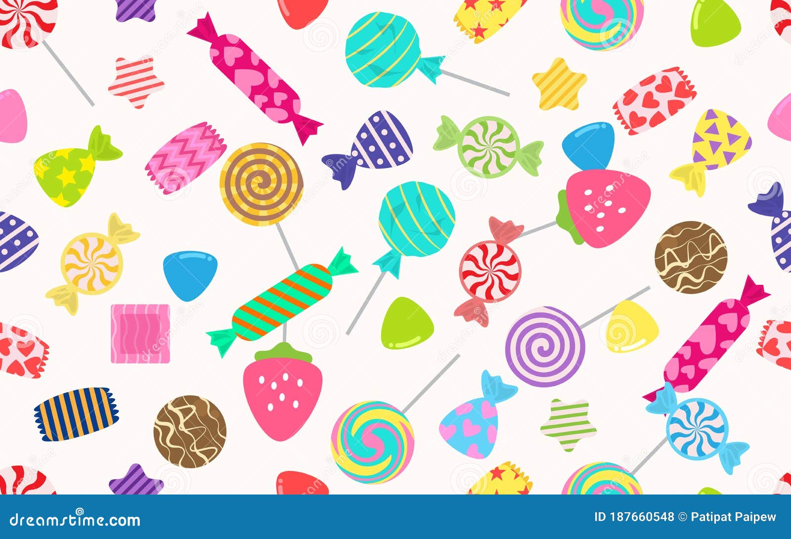 Seamless Pattern of Sweets and Candies Icon Stock Illustration ...