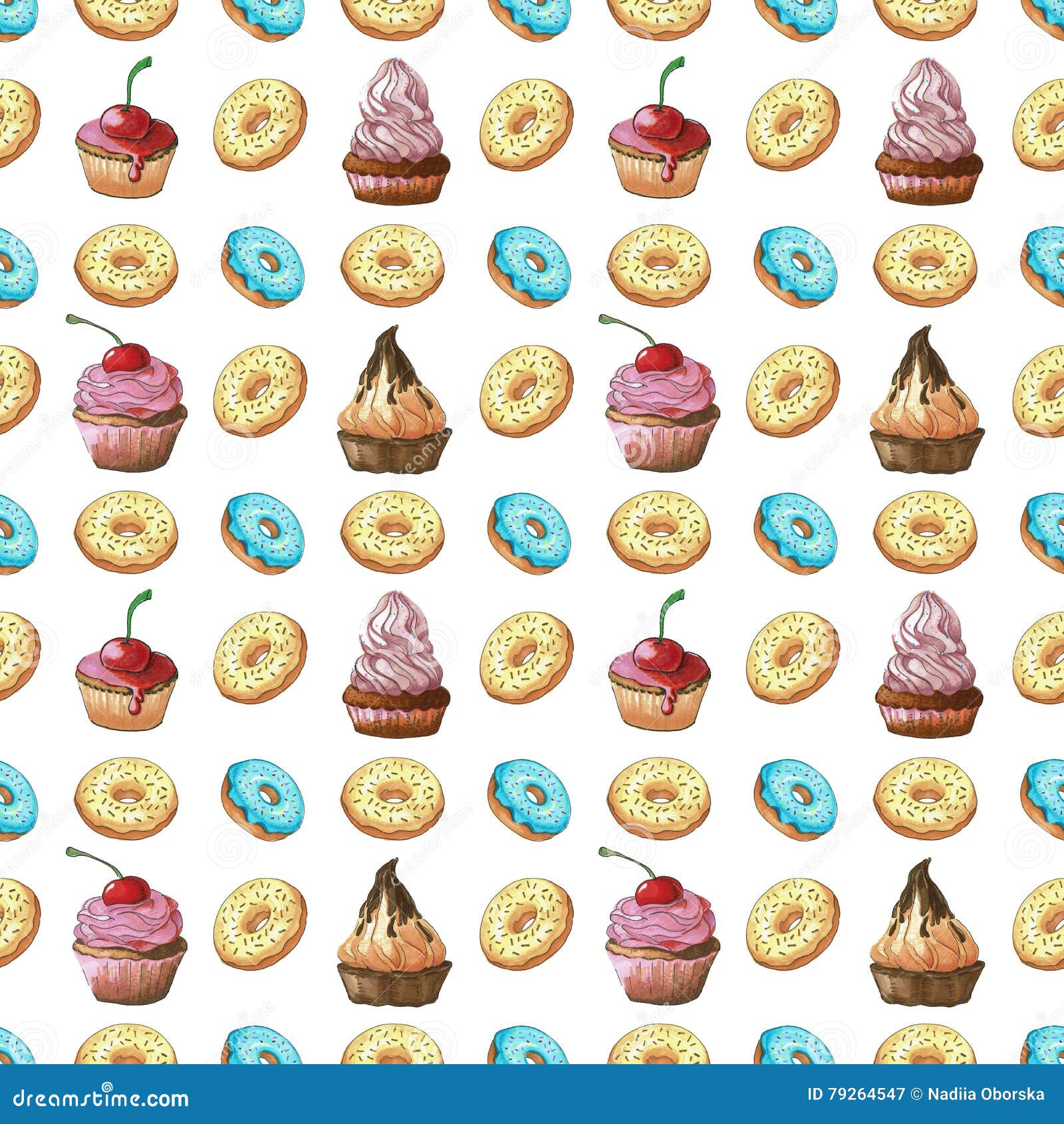 Seamless Pattern. Sweets Different Colors and Shapes on a White ...
