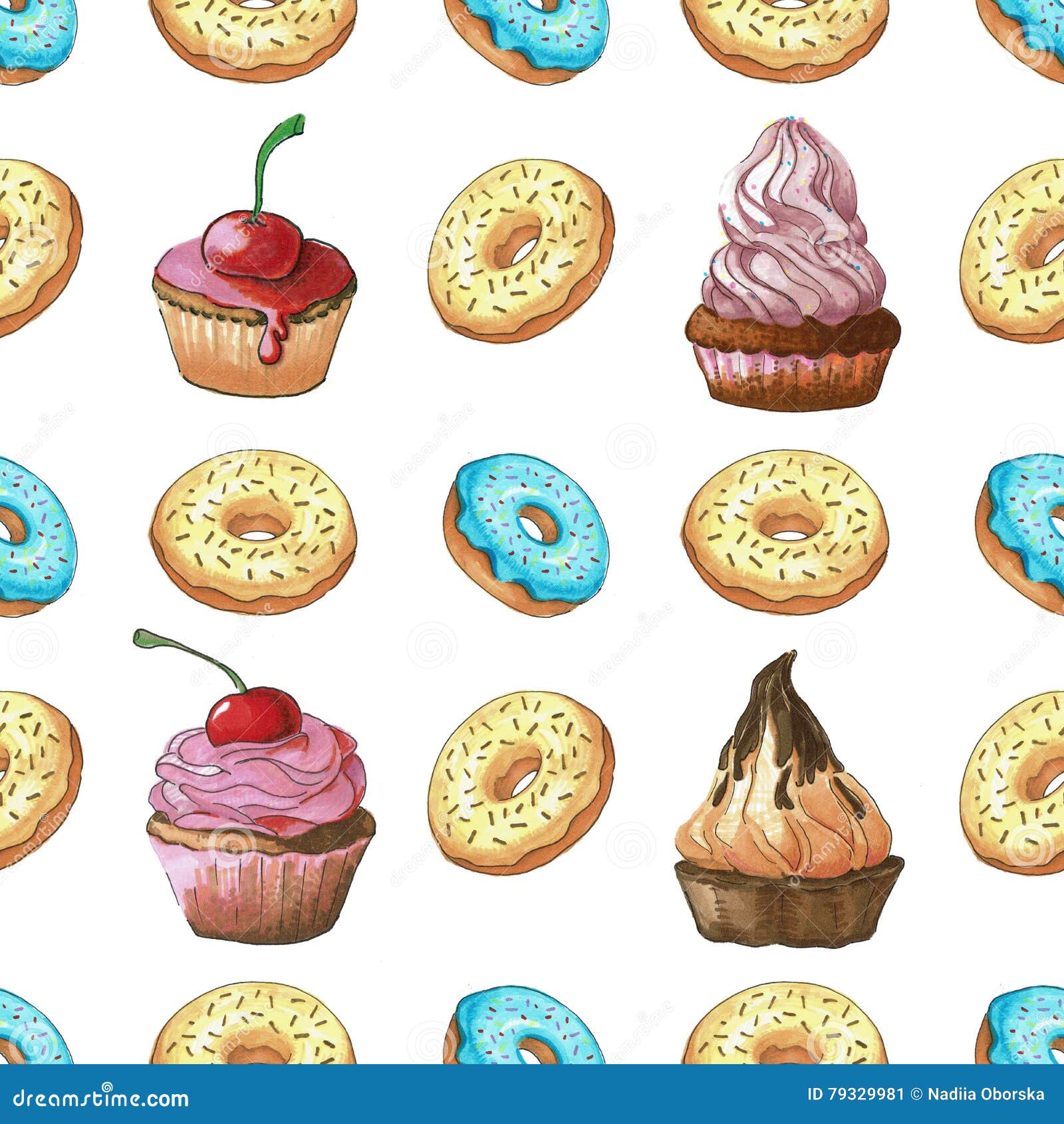 Seamless Pattern. Sweets Different Colors and Shapes on a White ...