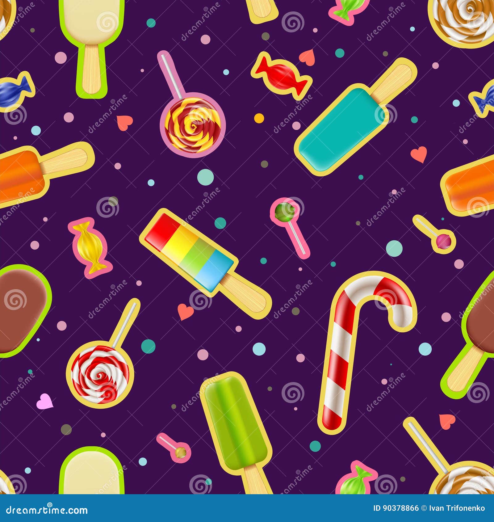 Seamless Pattern Of Sweets And Ice Cream Stock Vector Illustration