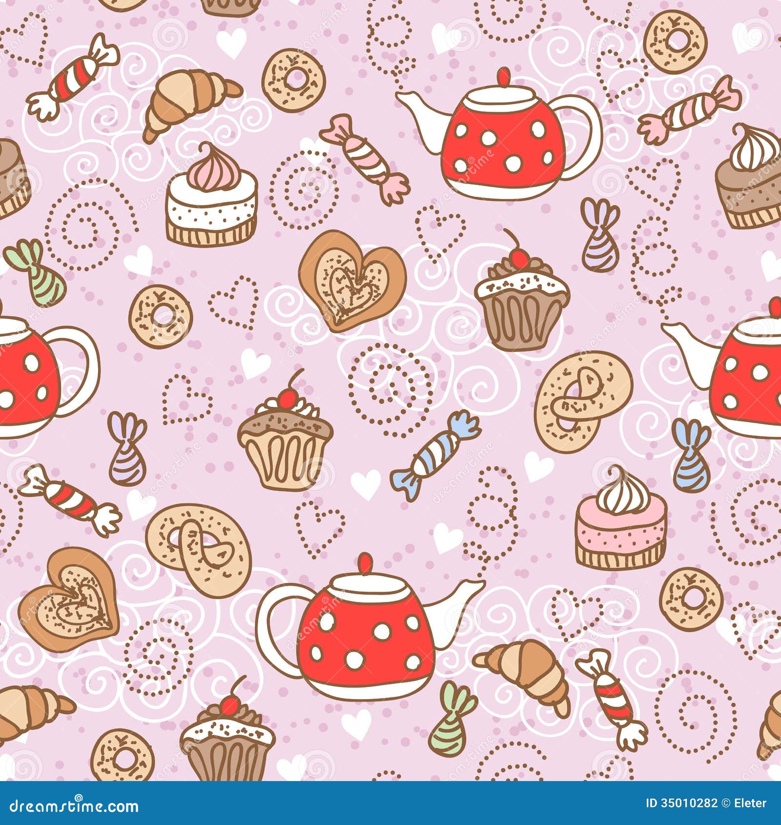 Seamless Pattern with Sweets Stock Vector - Illustration of birthday ...