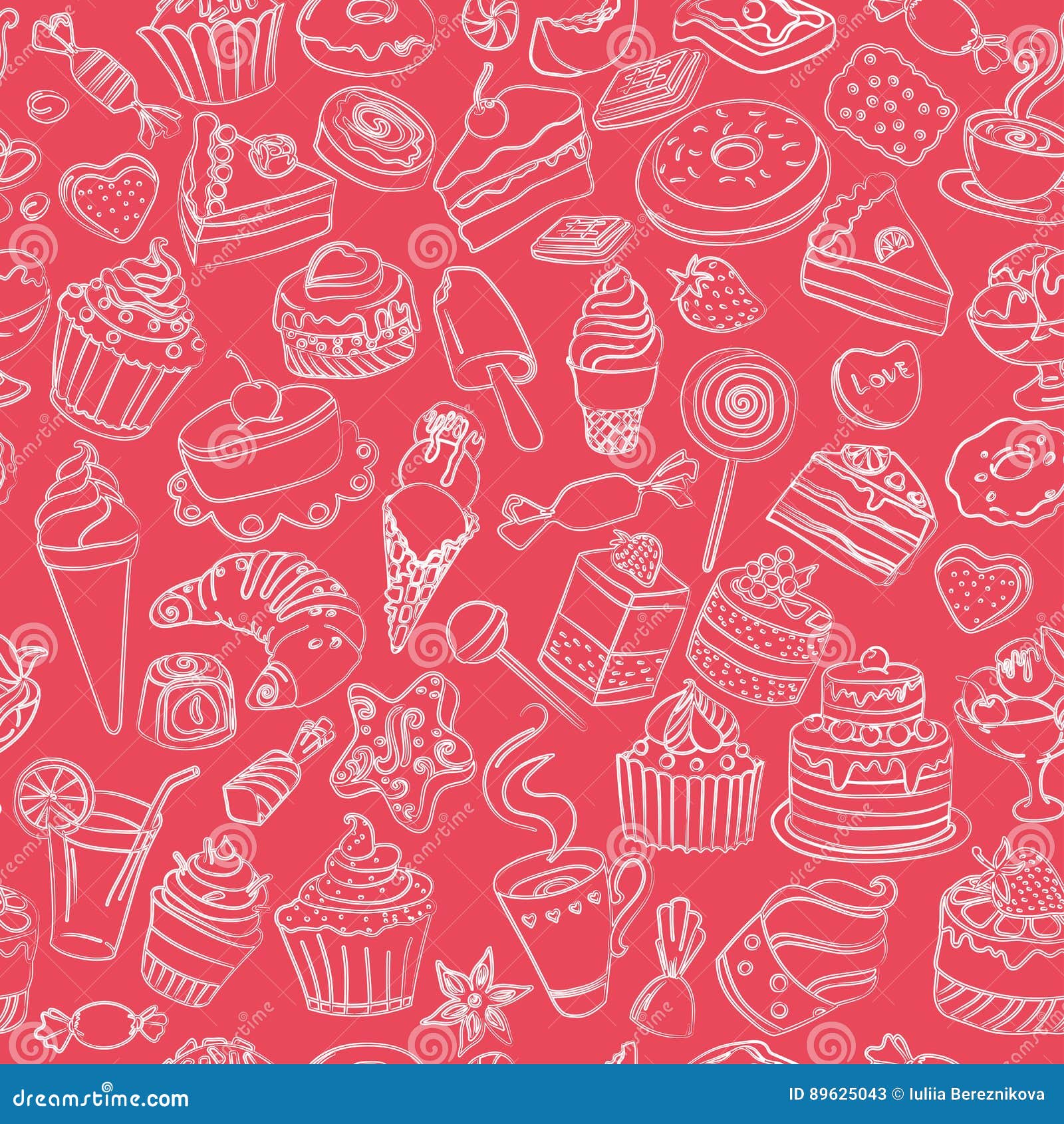 Seamless Pattern of Sweets in Vector Stock Vector - Illustration of ...