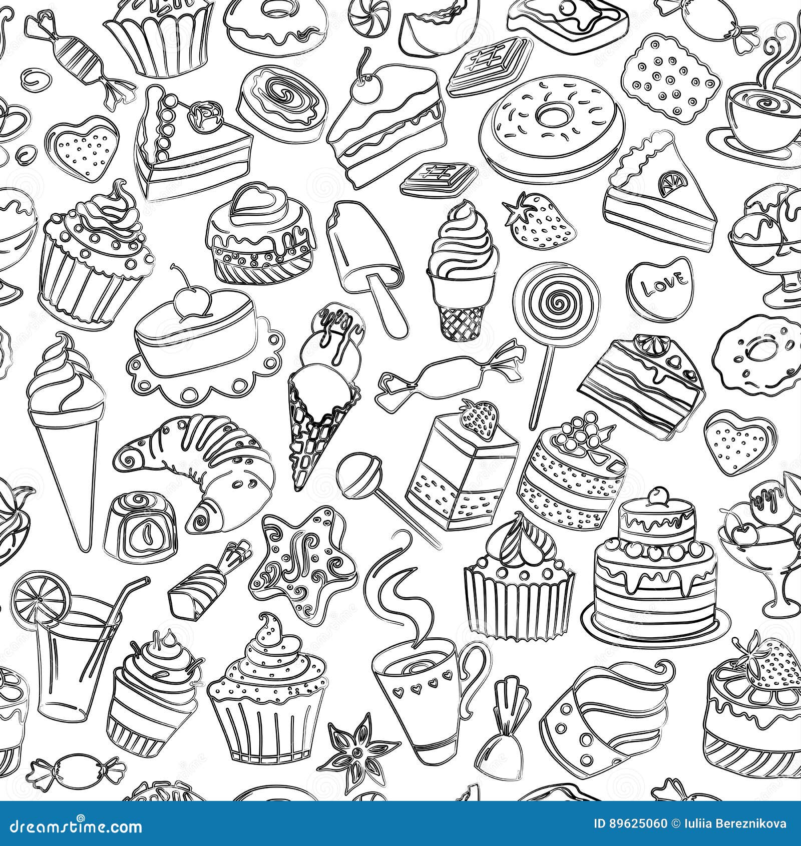 Seamless Pattern of Sweets in Vector Stock Vector - Illustration of ...