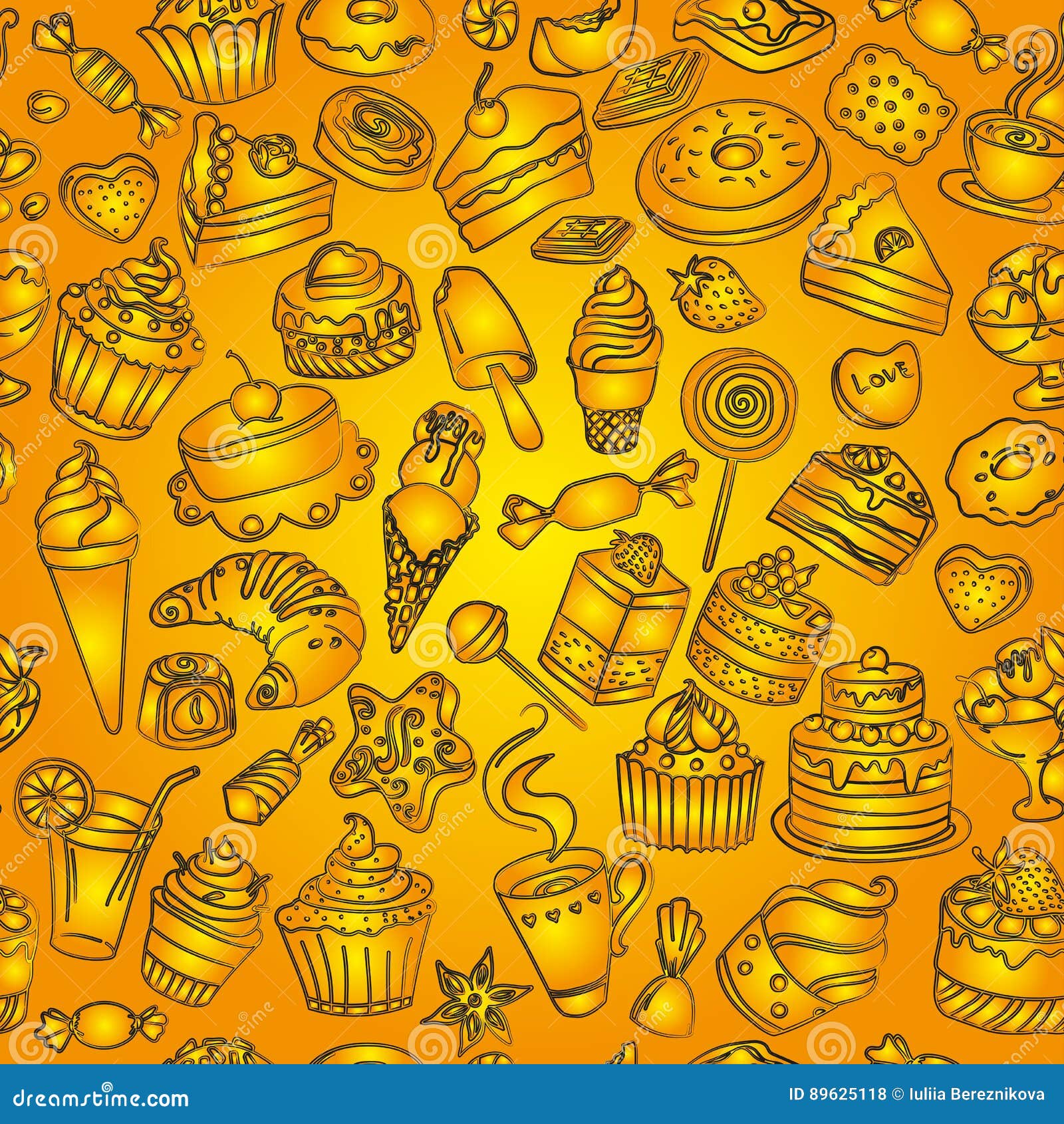 Seamless Pattern of Sweets in Vector Stock Vector - Illustration of ...
