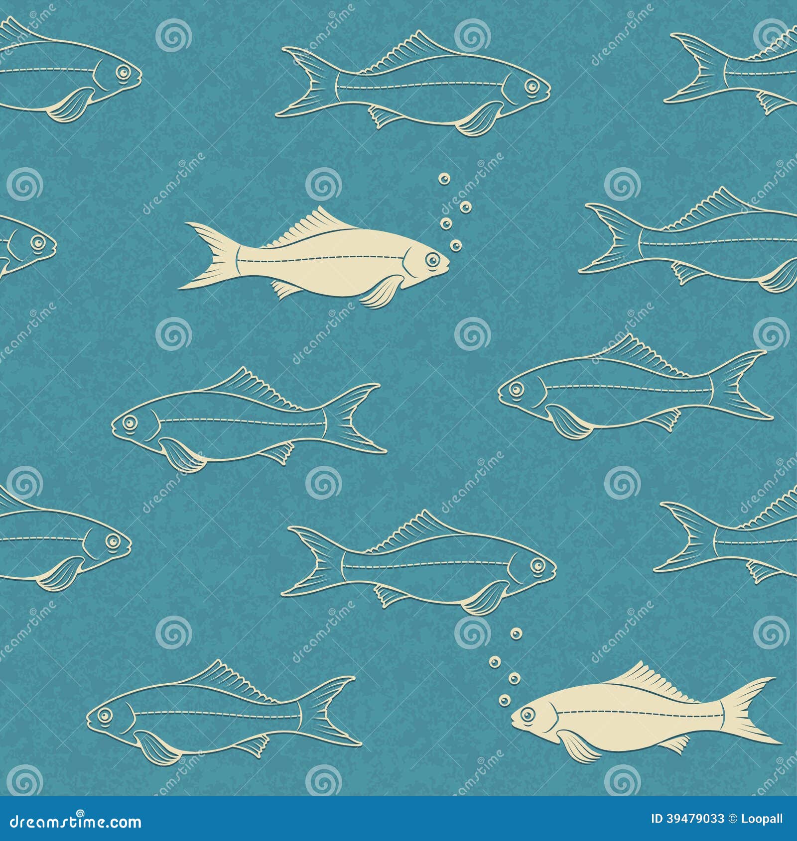 Seamless Pattern of Swimming Fish with Bubbles Stock Illustration ...