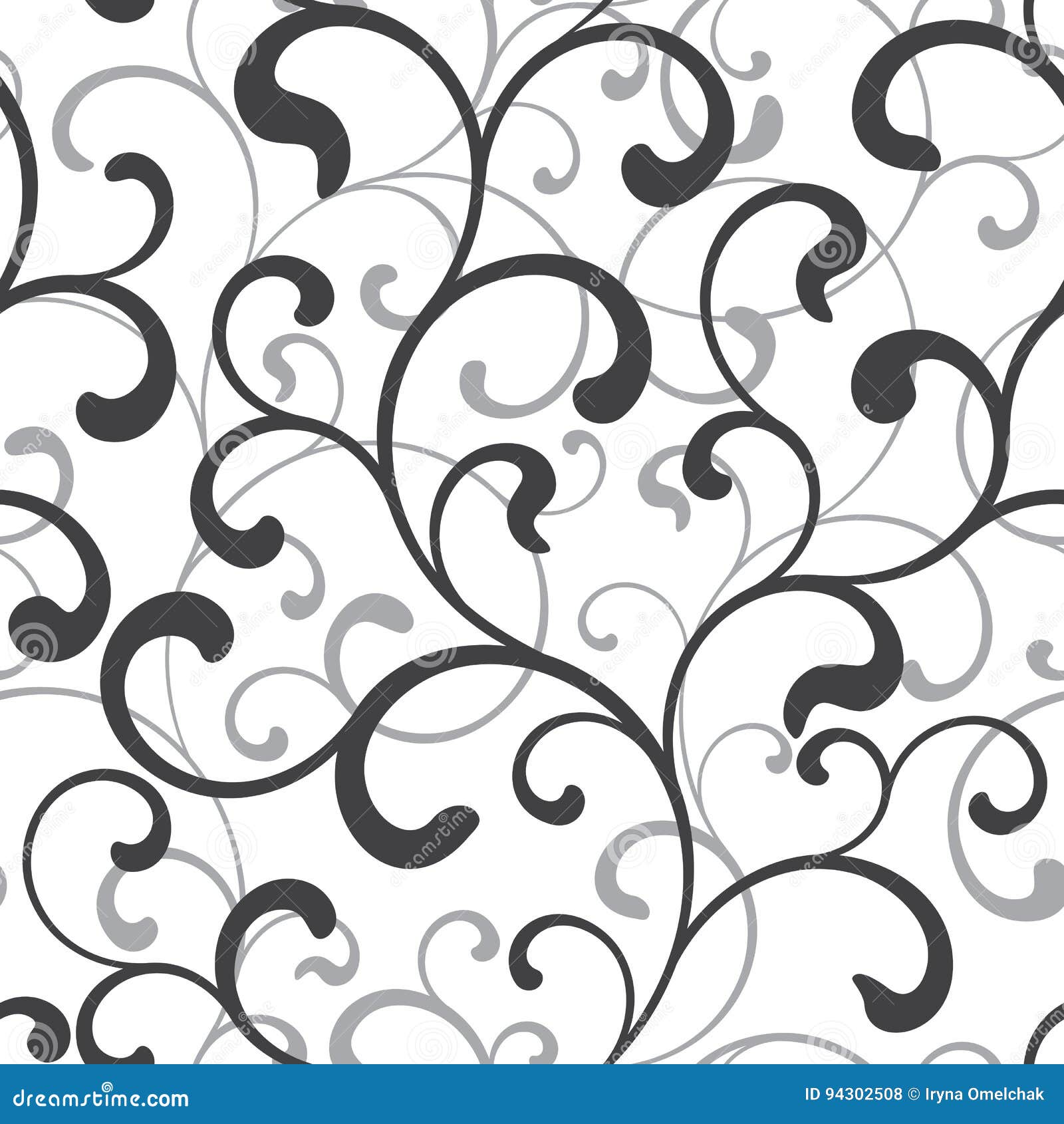 Seamless Pattern of Swirls Isolated on a White Background. Ideal Stock ...