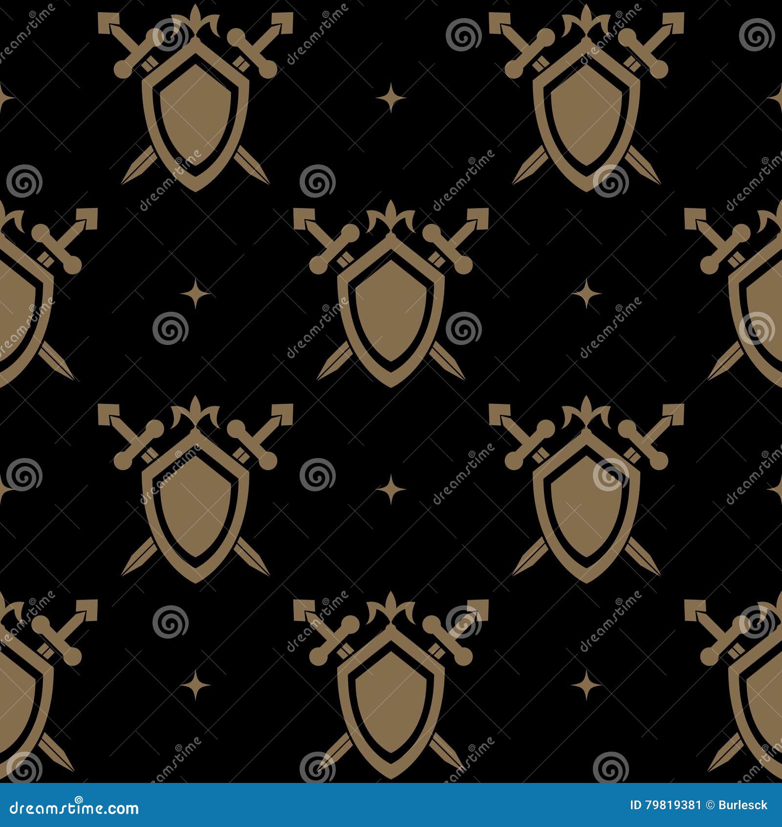 Seamless Pattern Sword and Shield Stock Vector - Illustration of gray ...