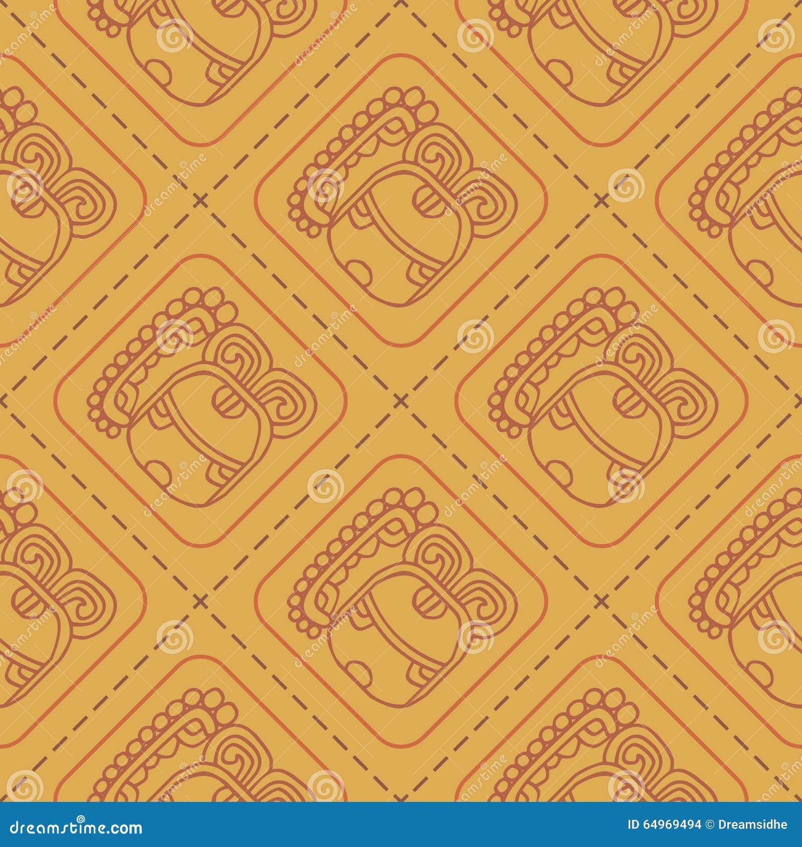 Seamless Pattern with Symbol of the Maya Night Lord Stock Vector ...