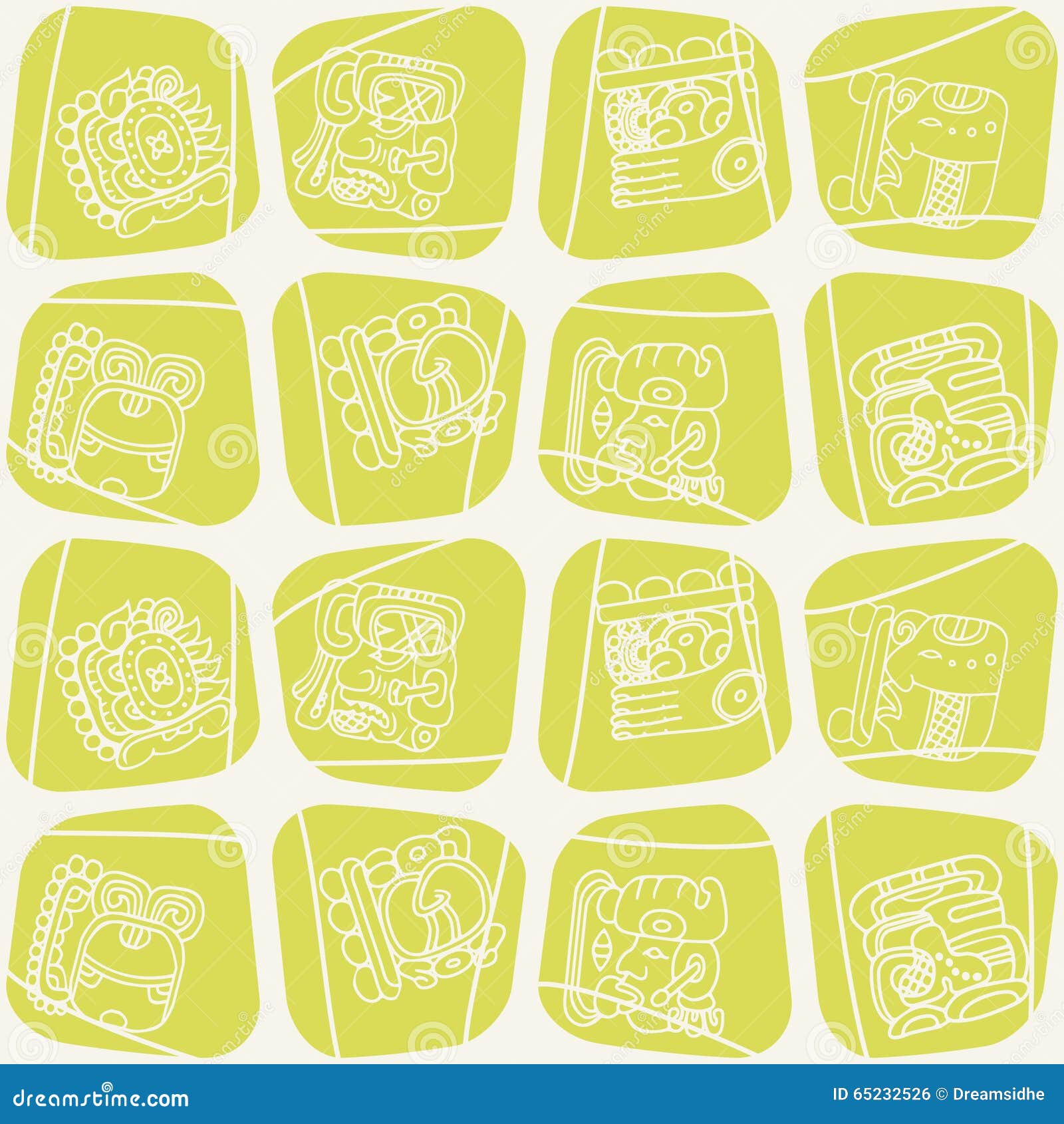 Seamless Pattern with Symbol of the Maya Night Lord Stock Vector ...