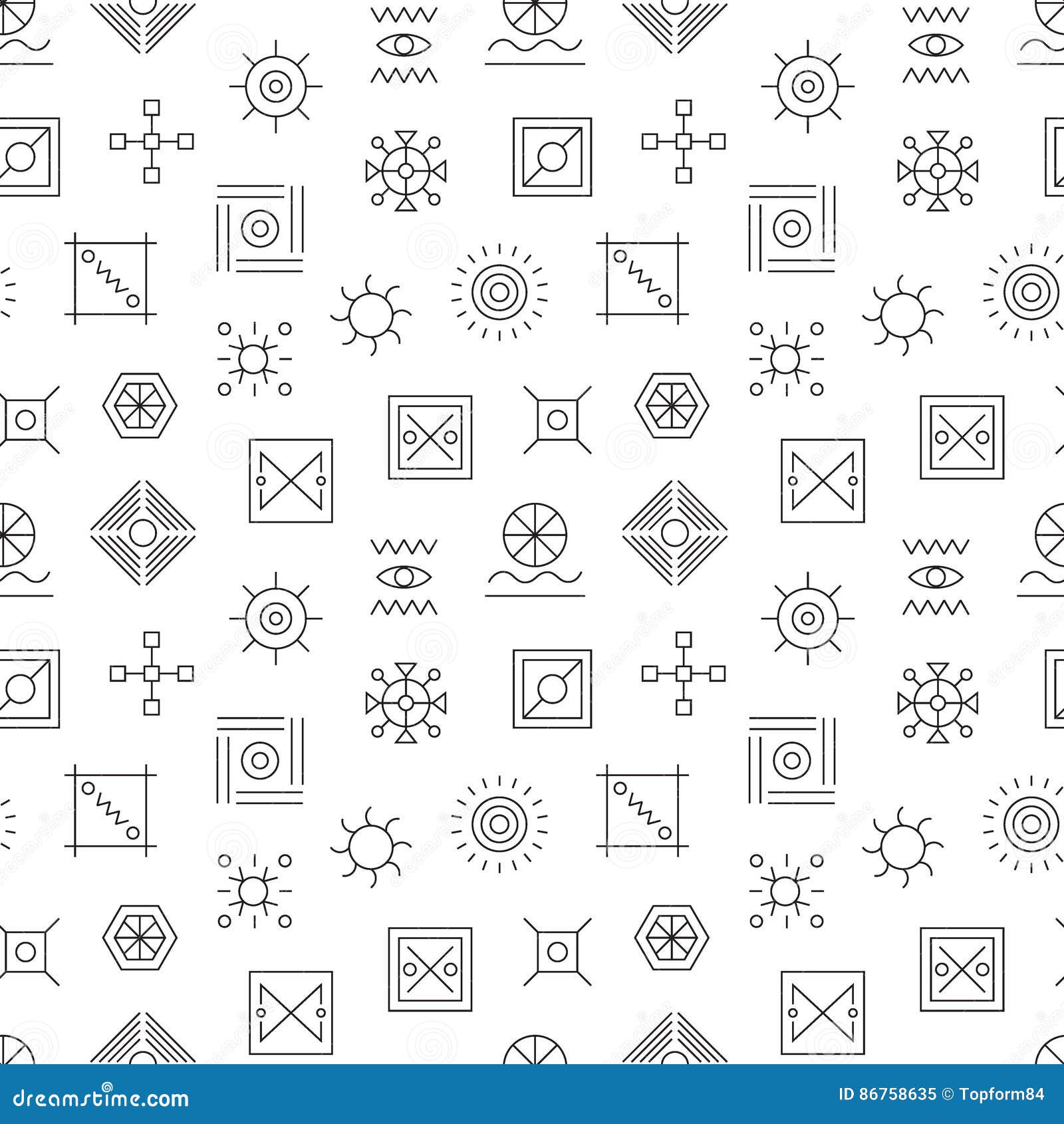 Seamless Pattern with Symbols Stock Vector - Illustration of background ...