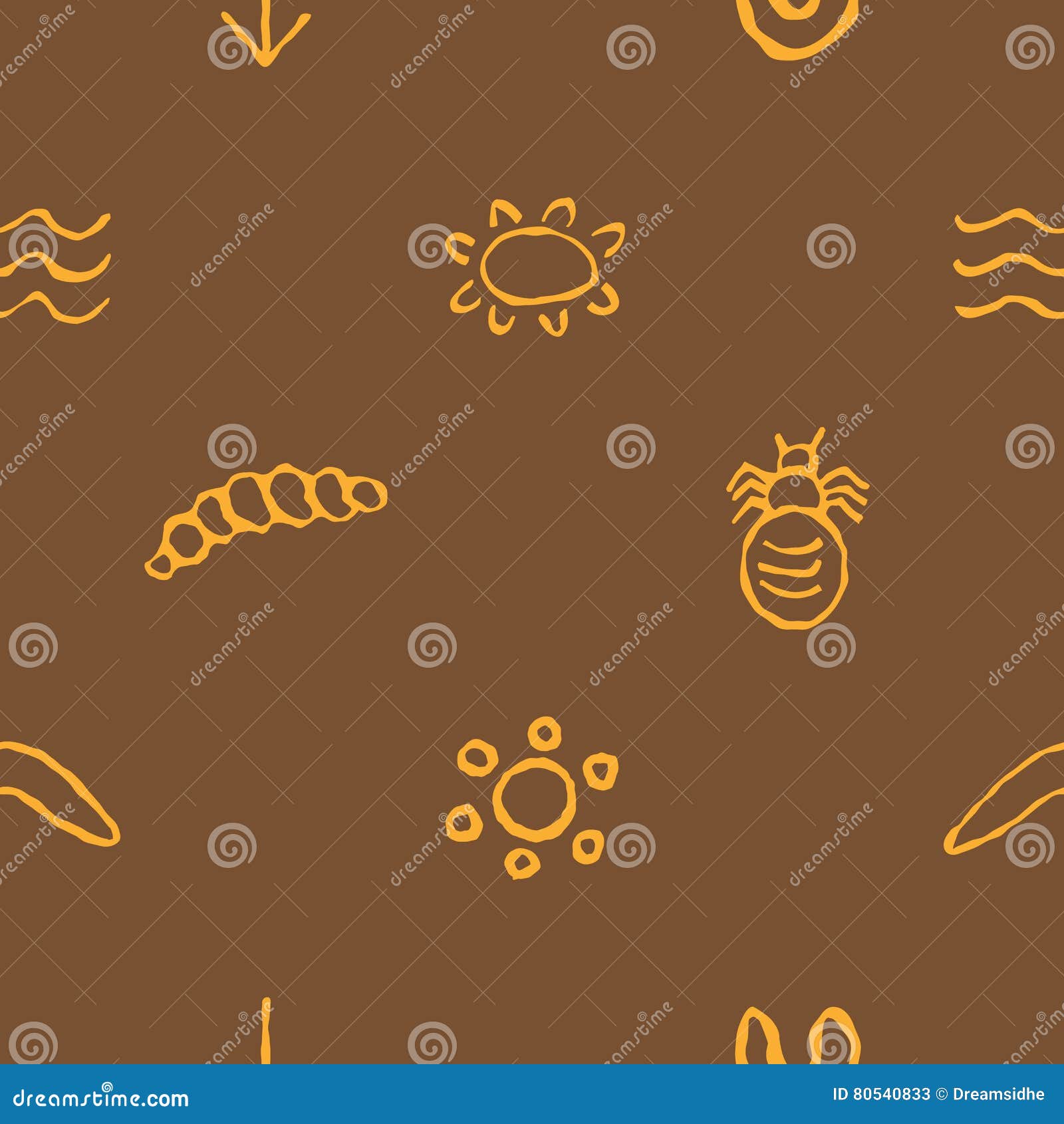 Seamless Pattern With Symbols Of Australian Aboriginal Art Cartoon ...