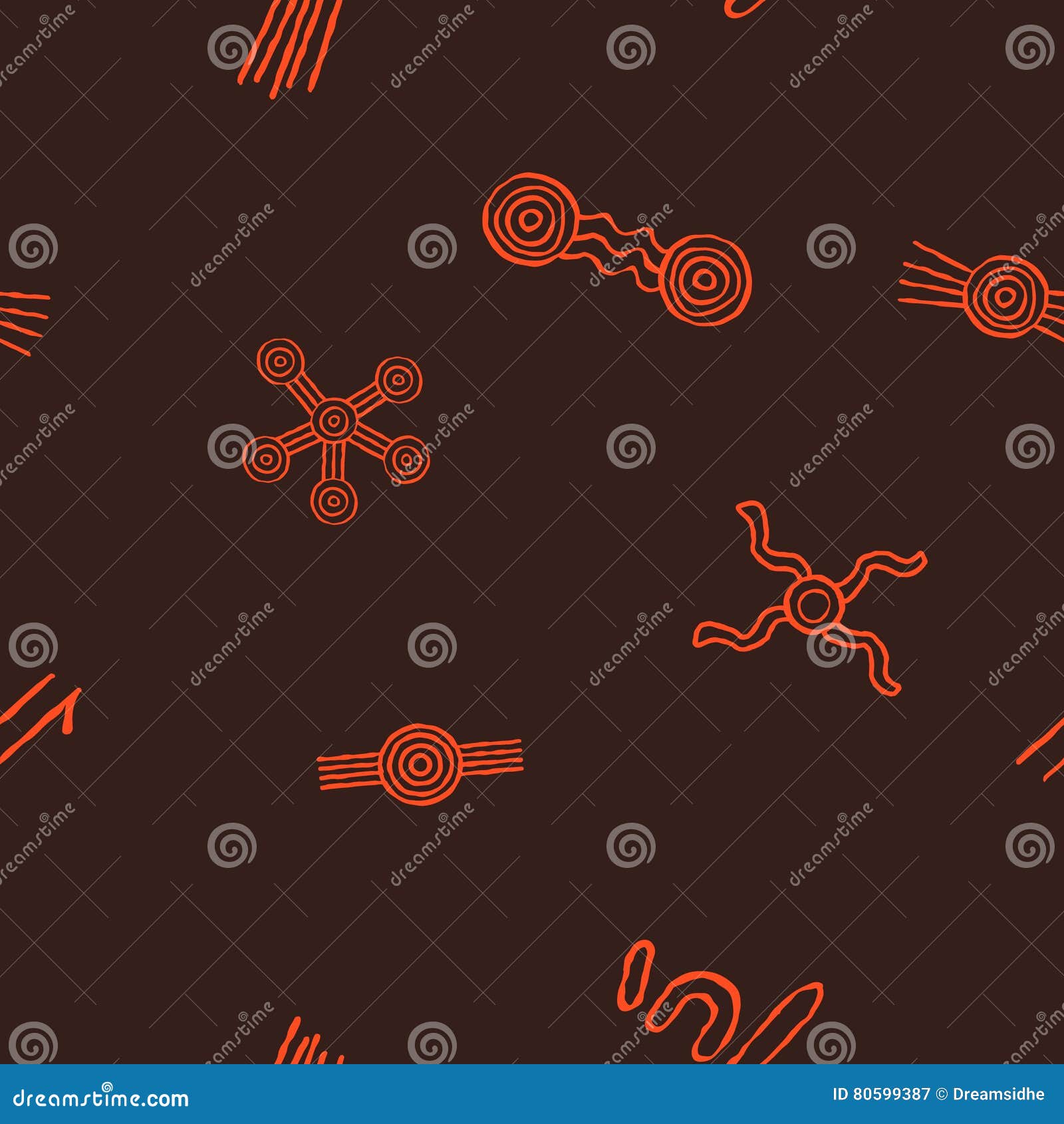 Seamless Pattern With Symbols Of Australian Aboriginal Art Vector ...