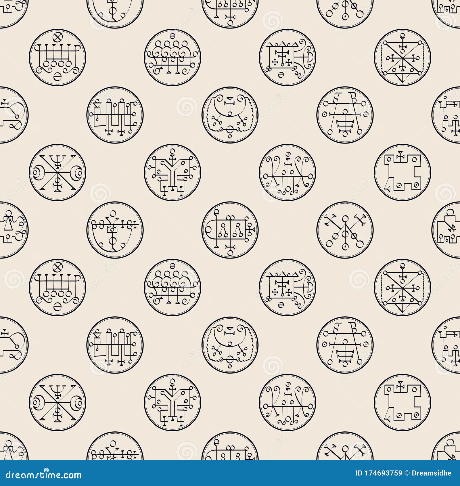 Seamless Pattern with Symbols of Demons Stock Vector - Illustration of ...