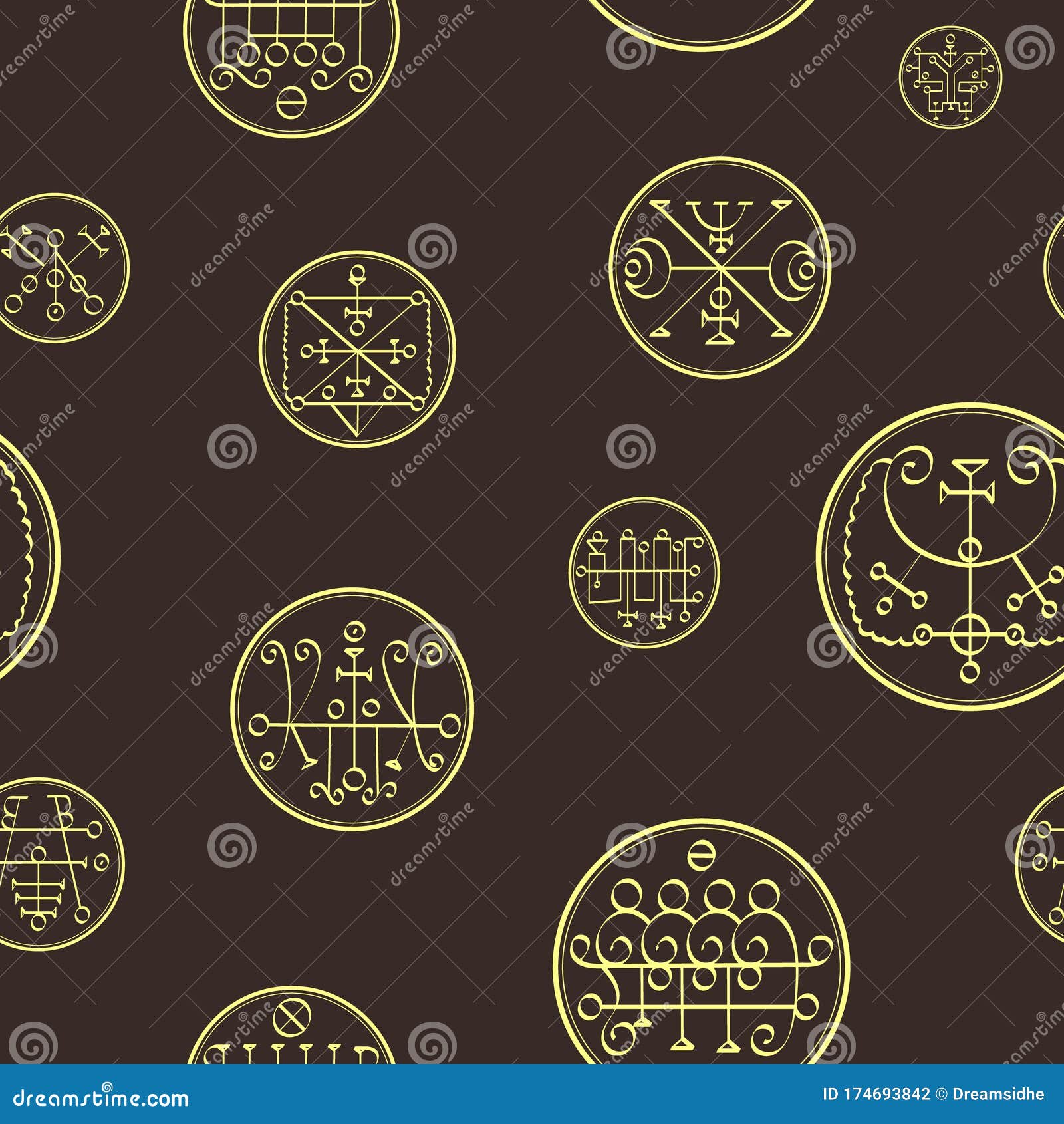 Seamless Pattern with Symbols of Demons Stock Vector - Illustration of ...