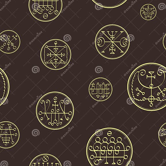 Seamless Pattern with Symbols of Demons Stock Vector - Illustration of ...