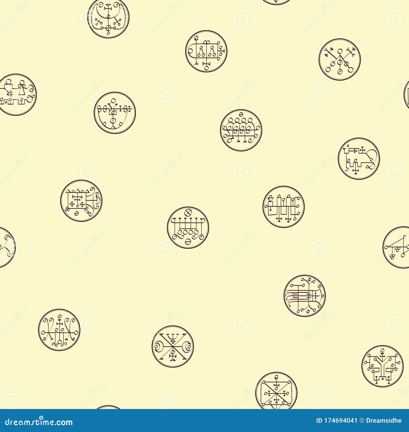 Seamless Pattern with Symbols of Demons Stock Vector - Illustration of ...