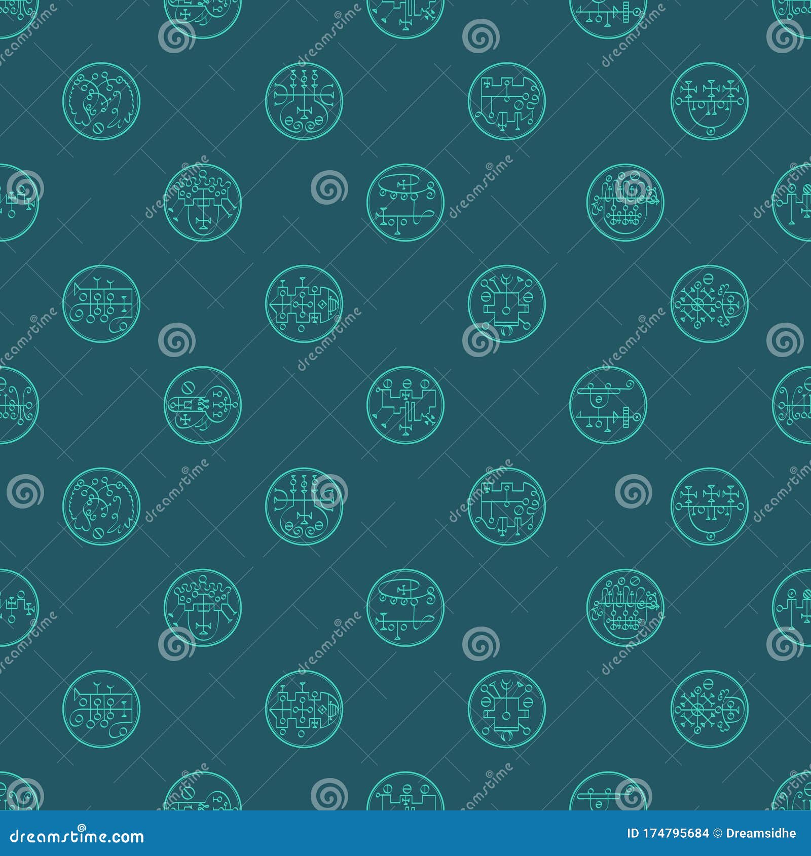 Seamless Pattern with Symbols of Demons Stock Vector - Illustration of ...