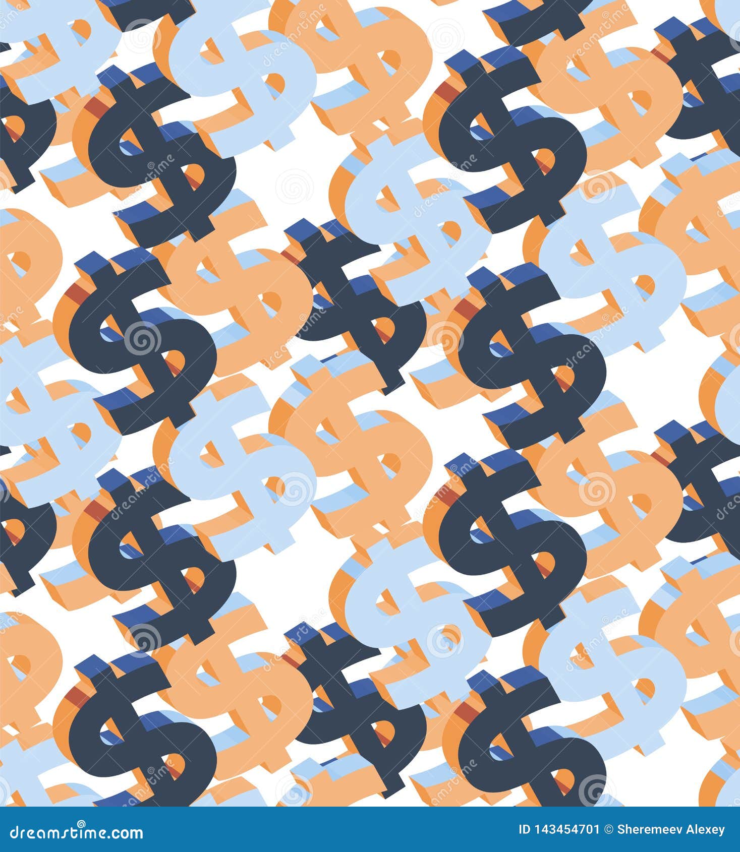 Seamless Pattern of the Symbols of Dollar Currency Stock Illustration ...