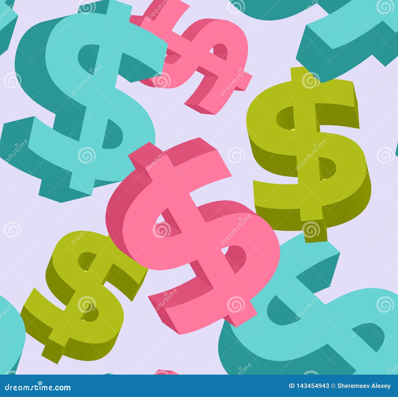 Seamless Pattern of the Symbols of Dollar Currency Stock Illustration ...