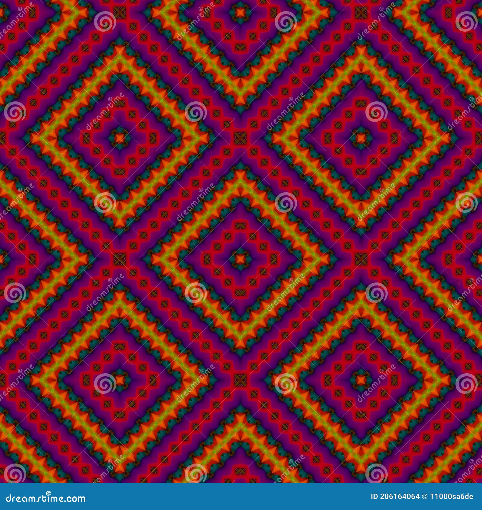 Seamless Pattern With Symmetric Geometric Ornament Stock Illustration Illustration Of Retro